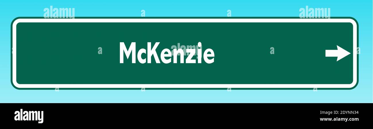 A graphic illlustration of an American road sign pointing to McKenzie ...