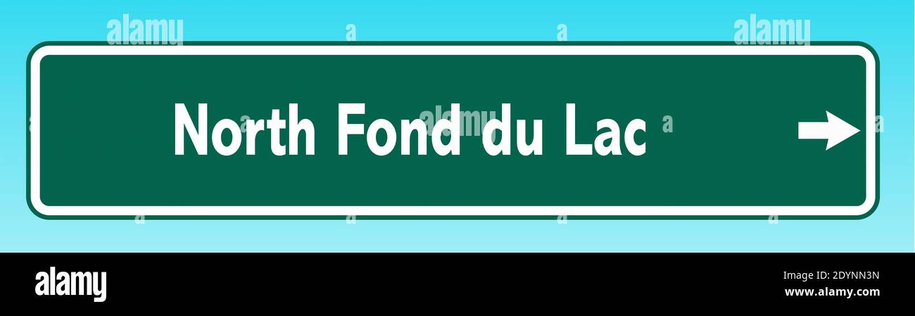 A graphic illlustration of an American road sign pointing to North Fond ...