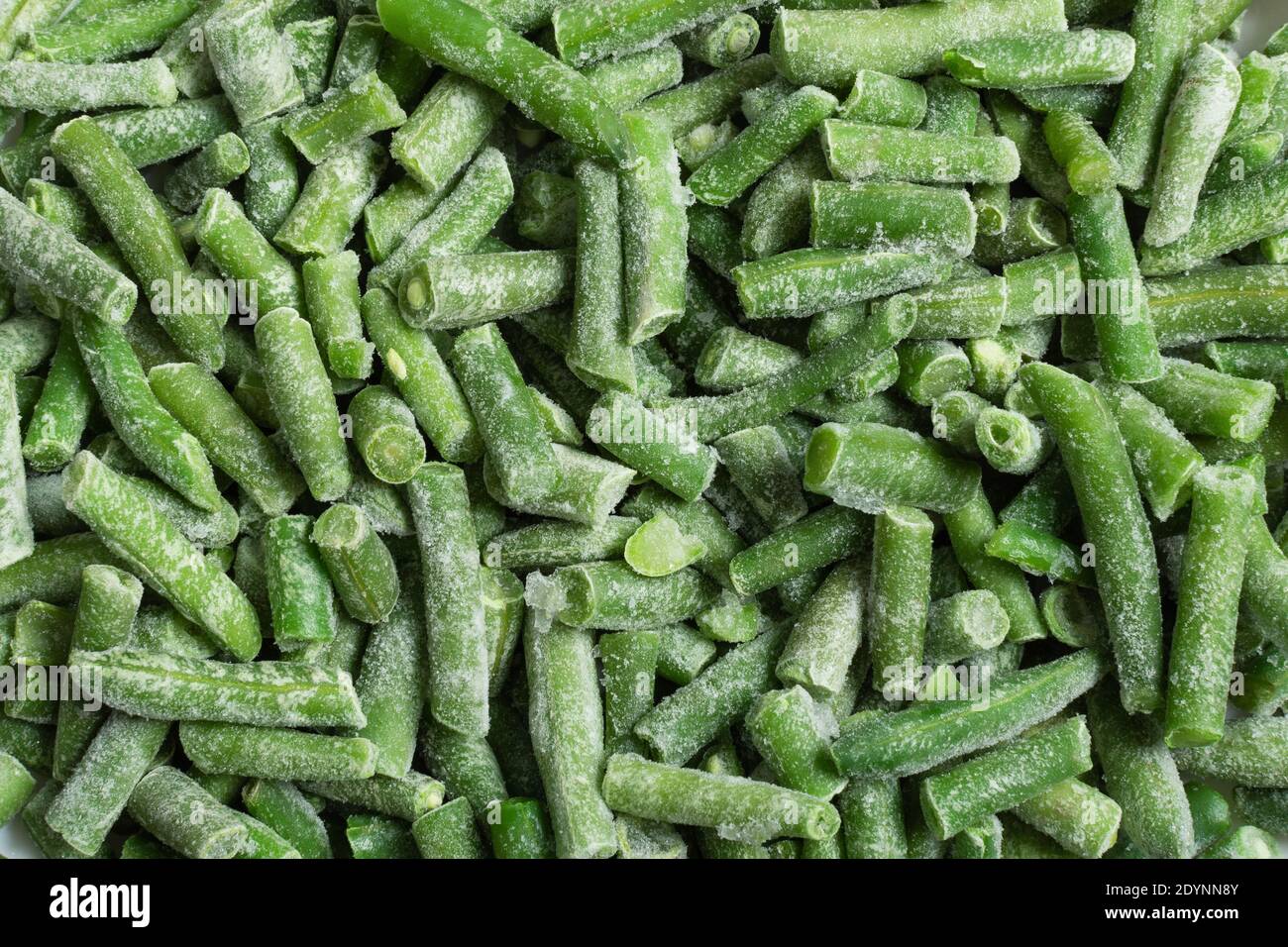 Green frozen string beans background top view. Vegetable food ...