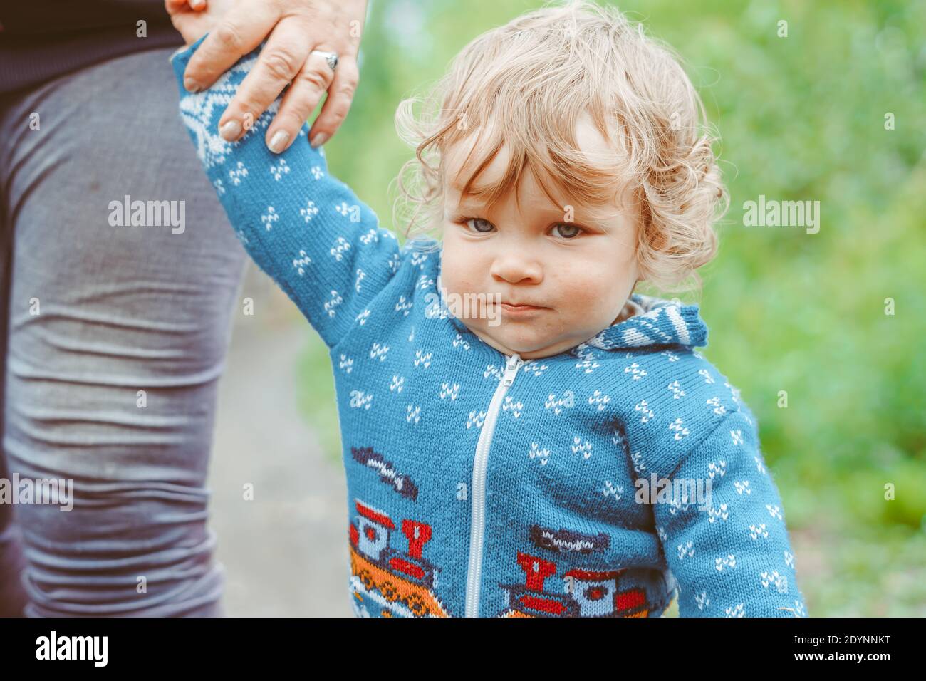 grandmother with a small grandson on a country plot Stock Photo - Alamy