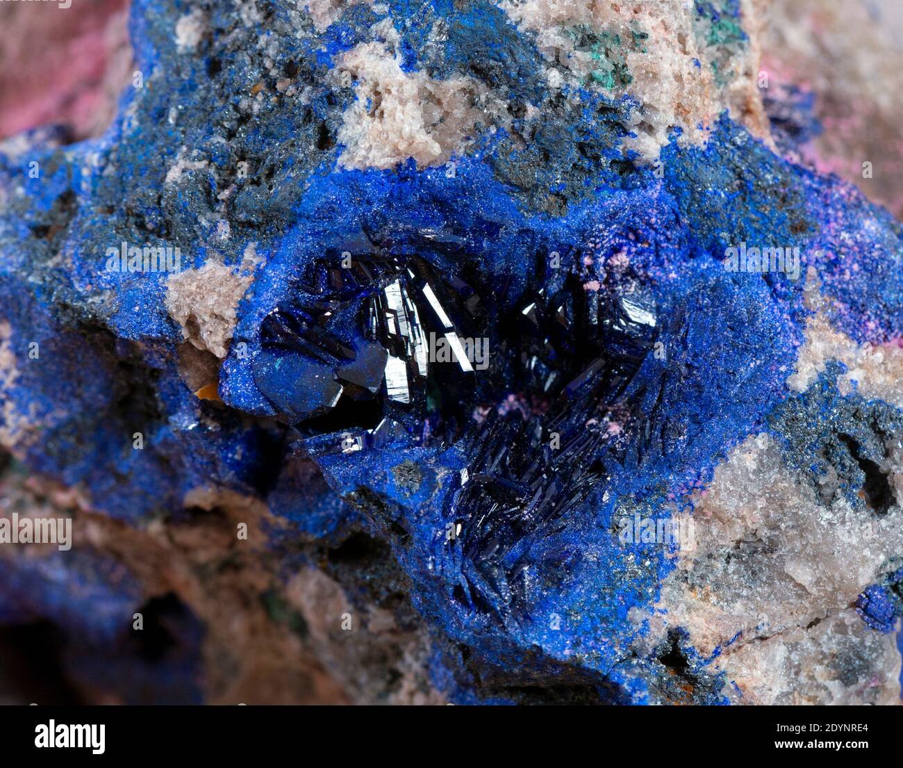 azurite mineral specimen quartz stone gem geology rock Stock Photo - Alamy