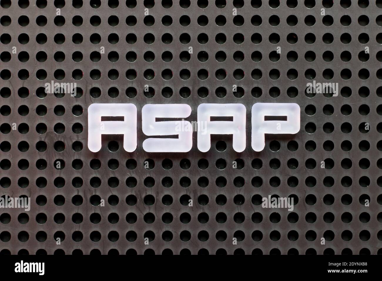 White color letter in word ASAP (Abbreviation of as soon as possible ...