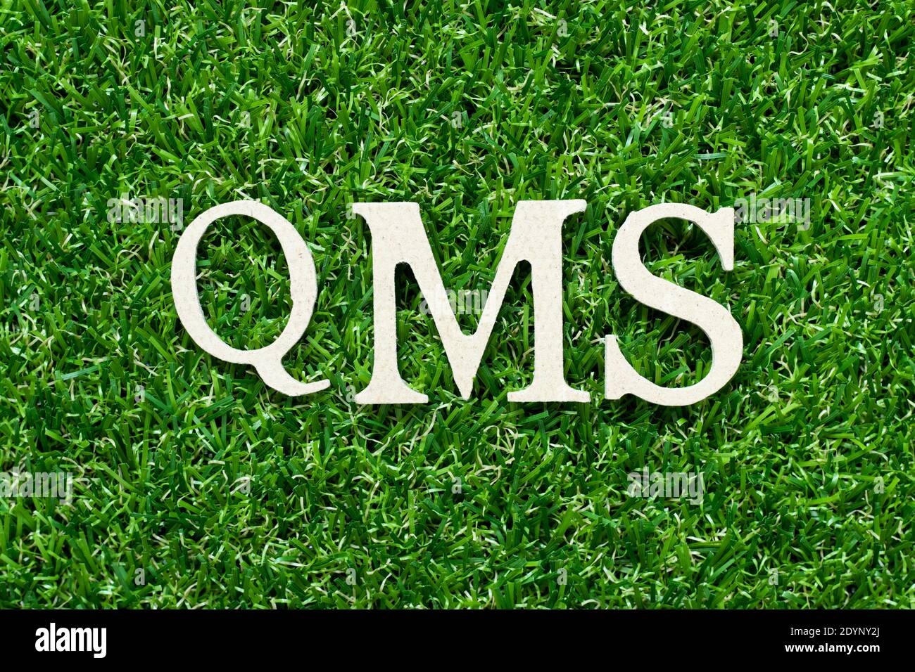 Wood alphabet letter in word QMS (abbreviation of quality management ...