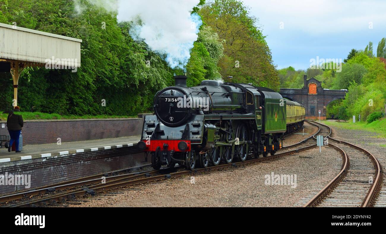 BR Standard Class 5 73156 Steam Engine pulling into North Leicester ...