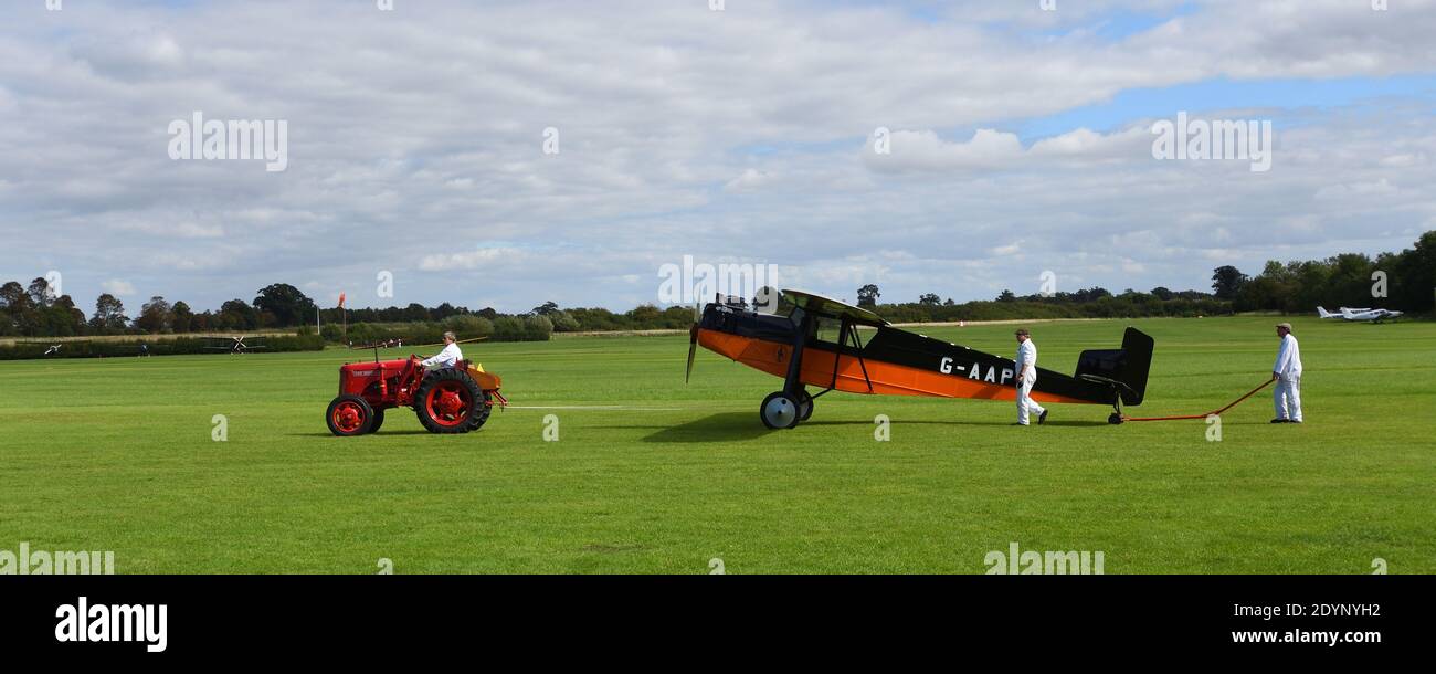 2020: Vintage 1931 Desoutter 1 High Wing aircraft being towed by ...