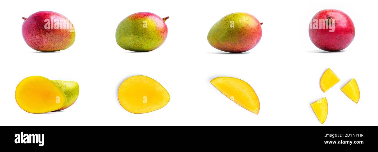 Mango fruit slices isolated on white background. High quality photo ...