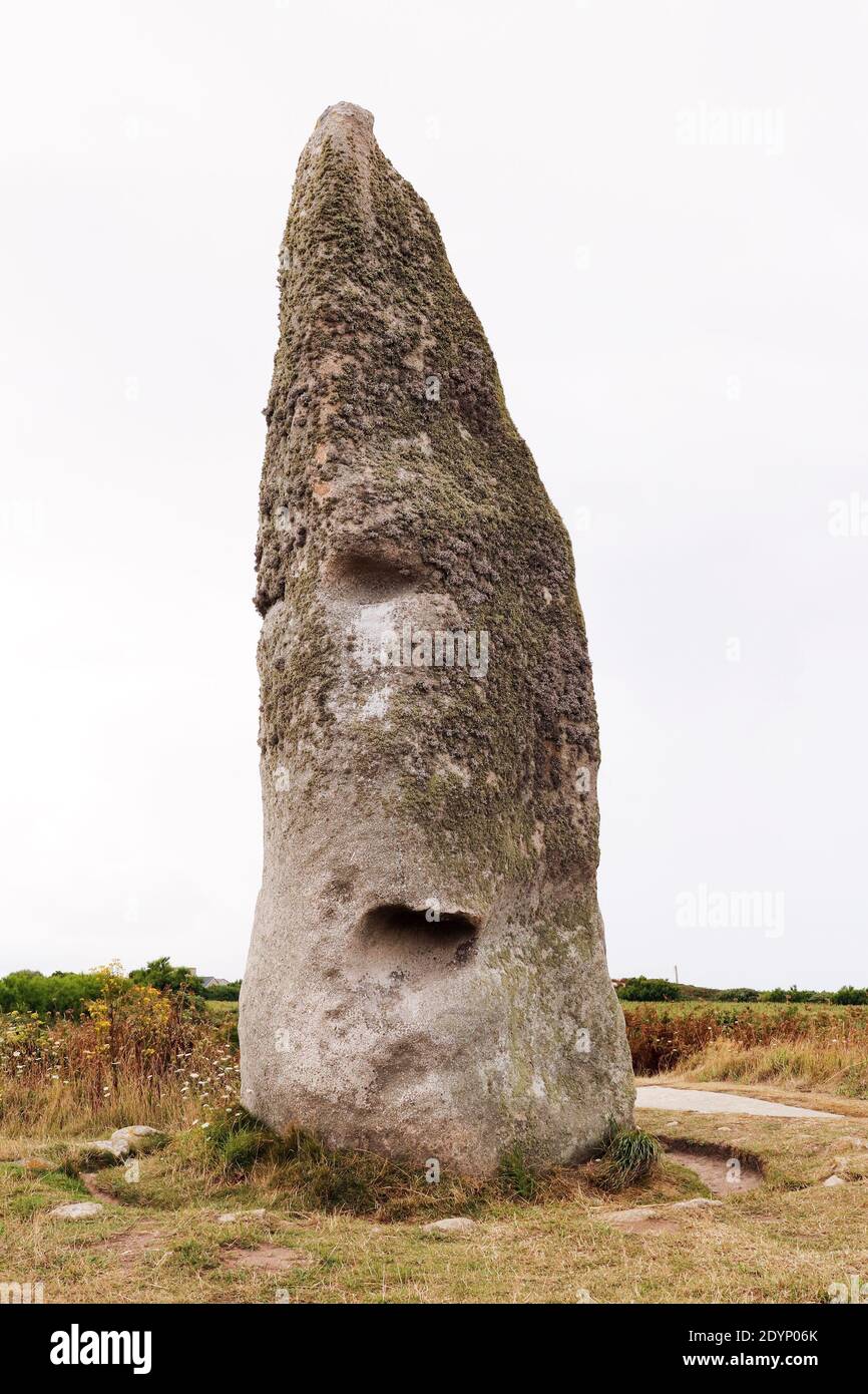 Menhir Cam Louis - megalithic monument in Plouescat in Brittany, France ...