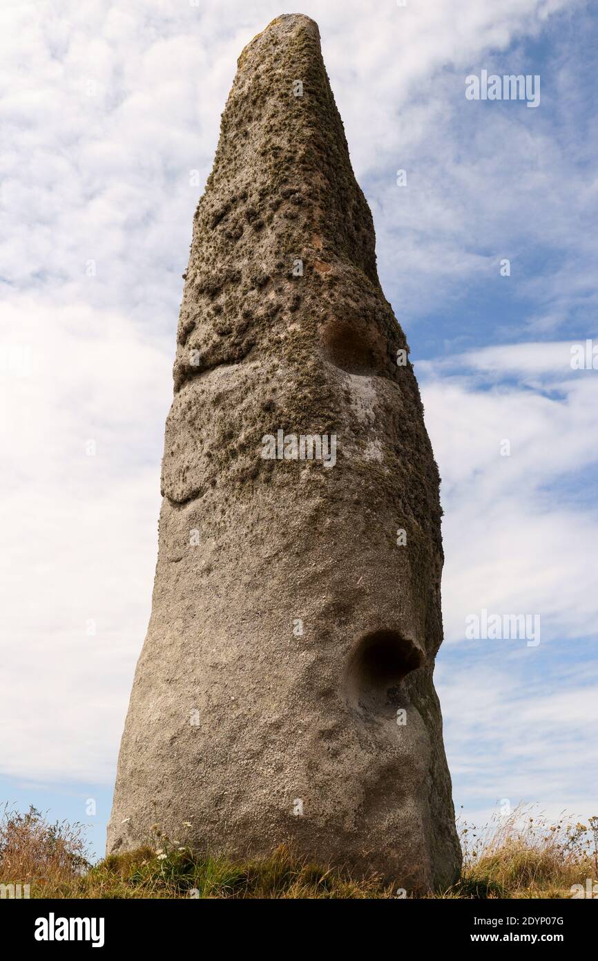 Menhir Cam Louis - megalithic monument in Plouescat in Brittany, France ...