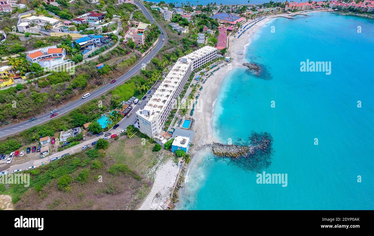 Aerial photo of Caribbean landscape in the island of St.Maarten Stock ...