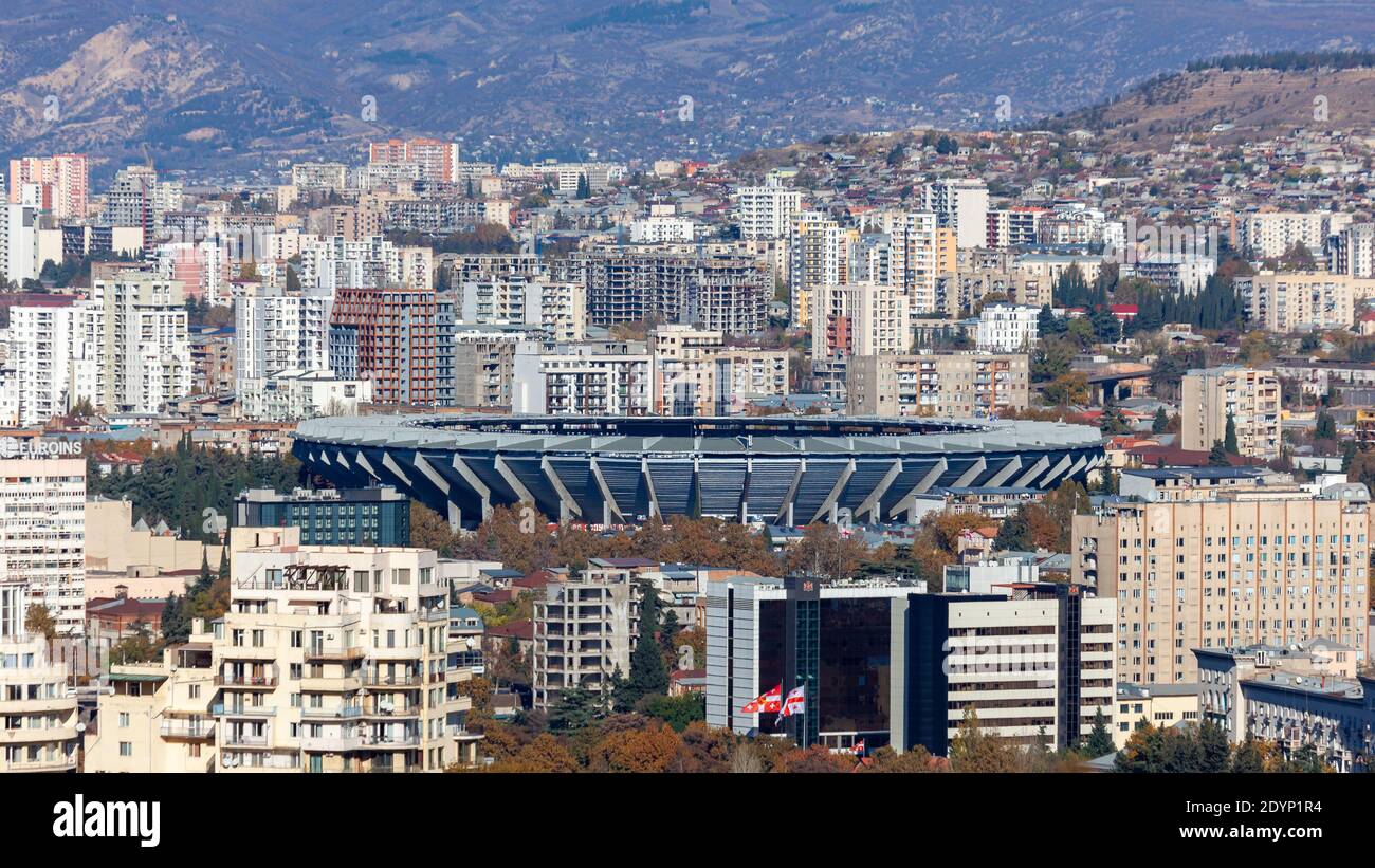 Tbilisi, Georgia - 23 November, 2020: Aerial view of Boris Paichadze ...