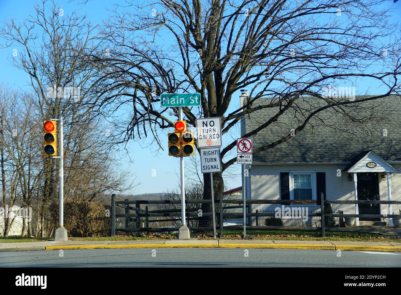 Pennsburg,Pennsylvania, U.S.A - November 26, 2020 - The traffic light ...