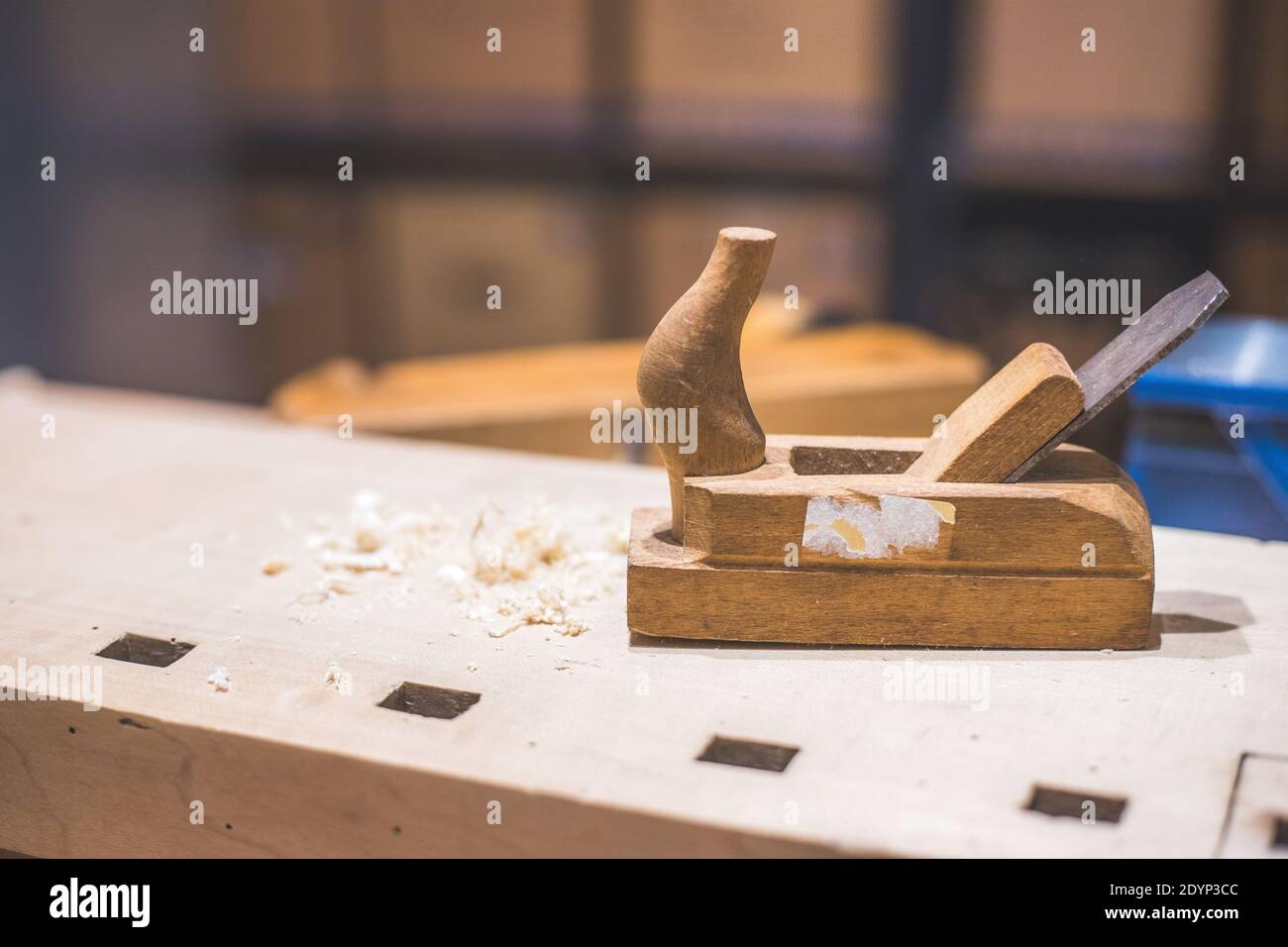 Close up of plane for smoothing timber, workshop Stock Photo - Alamy