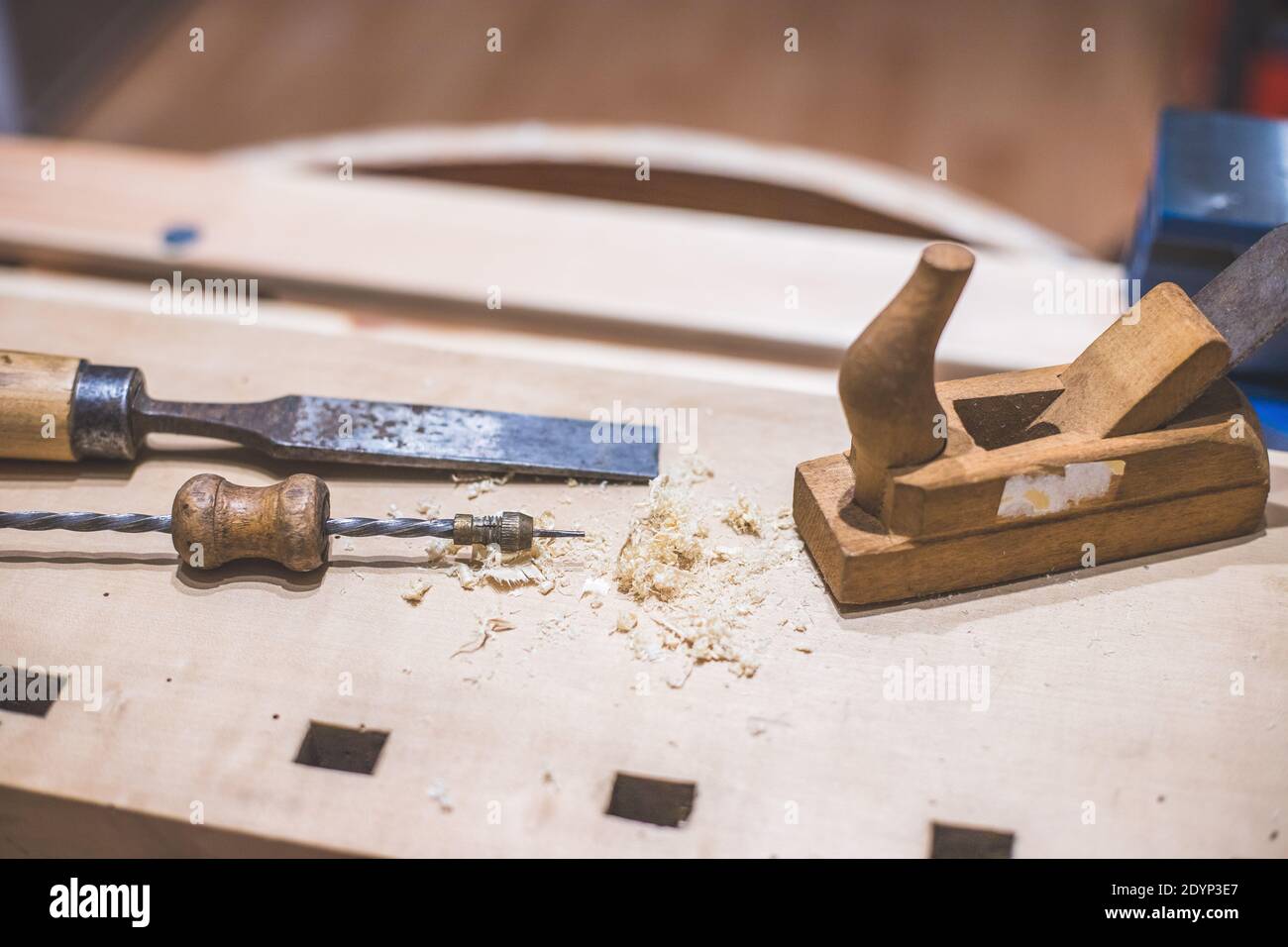 Close up of plane for smoothing timber, workshop Stock Photo - Alamy
