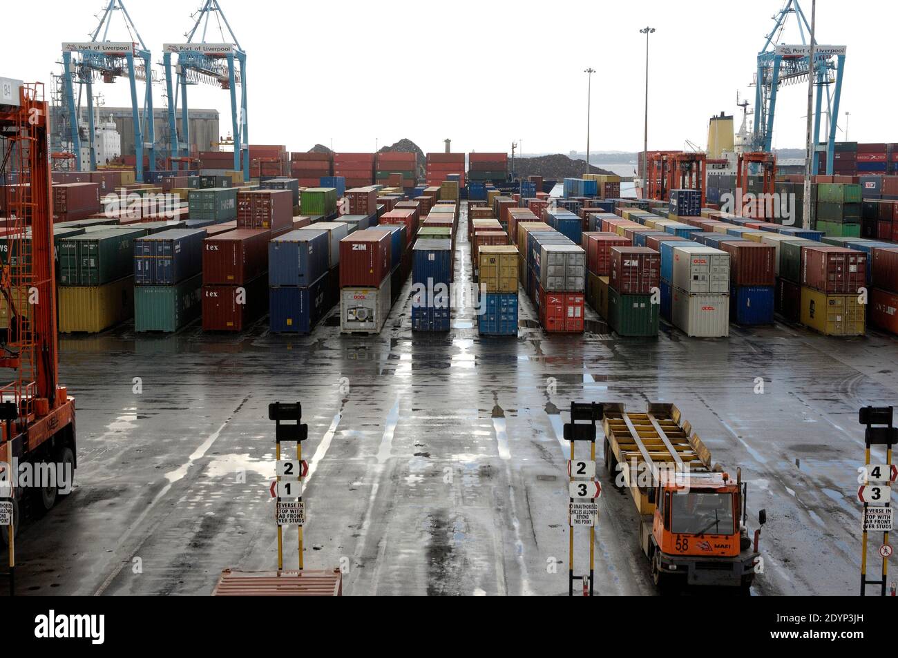 Container Lorries & Cargo Ships at Seaforth Dock, Port of Liverpool and ...