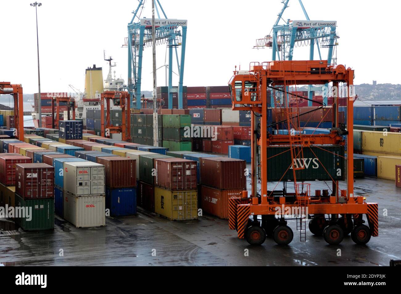 Container Lorries & Cargo Ships at Seaforth Dock, Port of Liverpool and ...