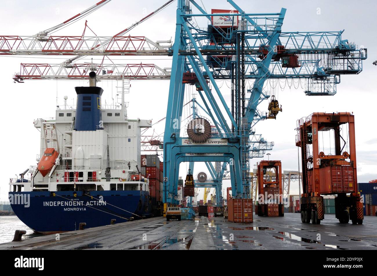 Container Lorries & Cargo Ships at Seaforth Dock, Port of Liverpool and ...
