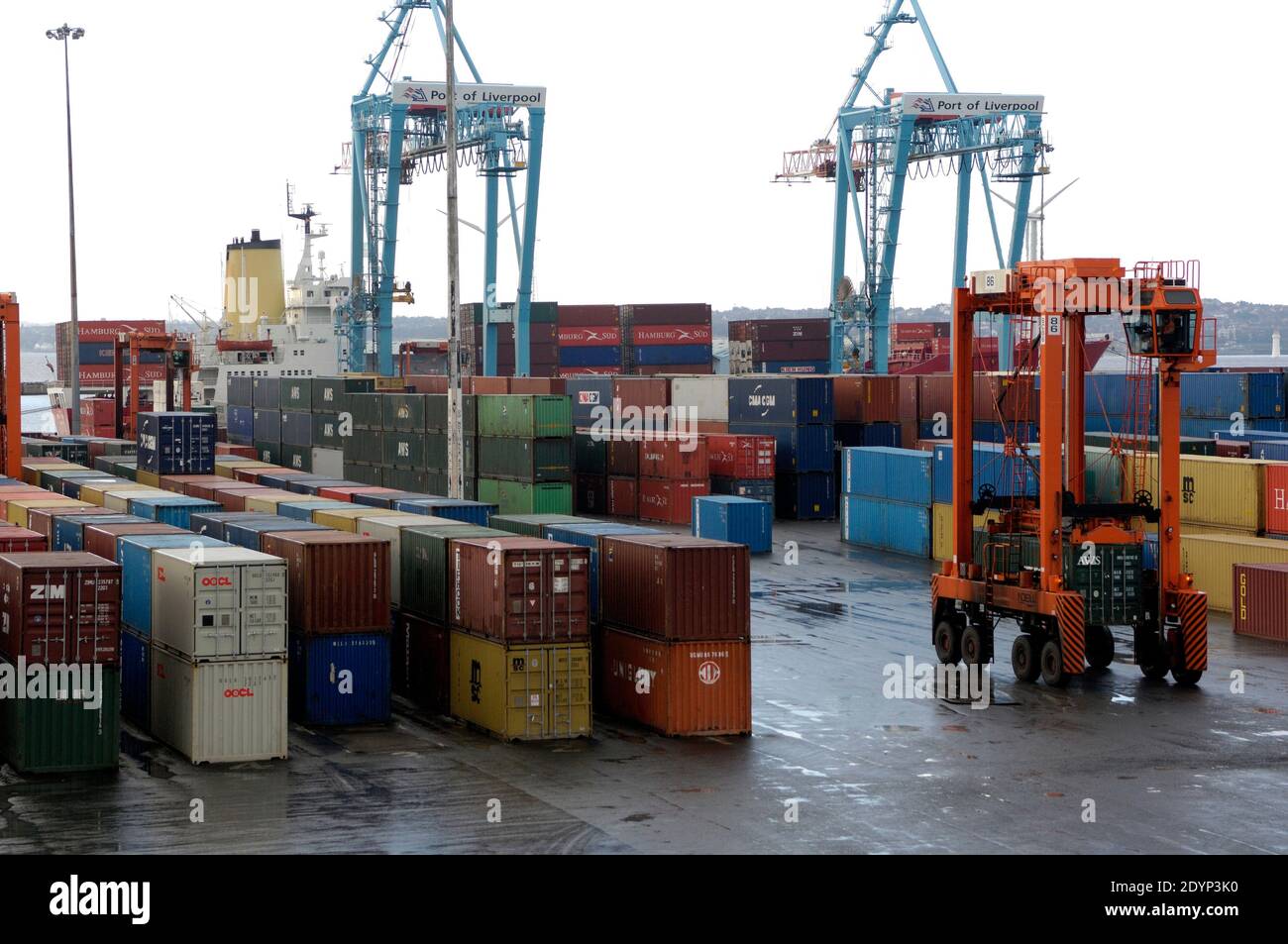 Container Lorries & Cargo Ships at Seaforth Dock, Port of Liverpool and ...