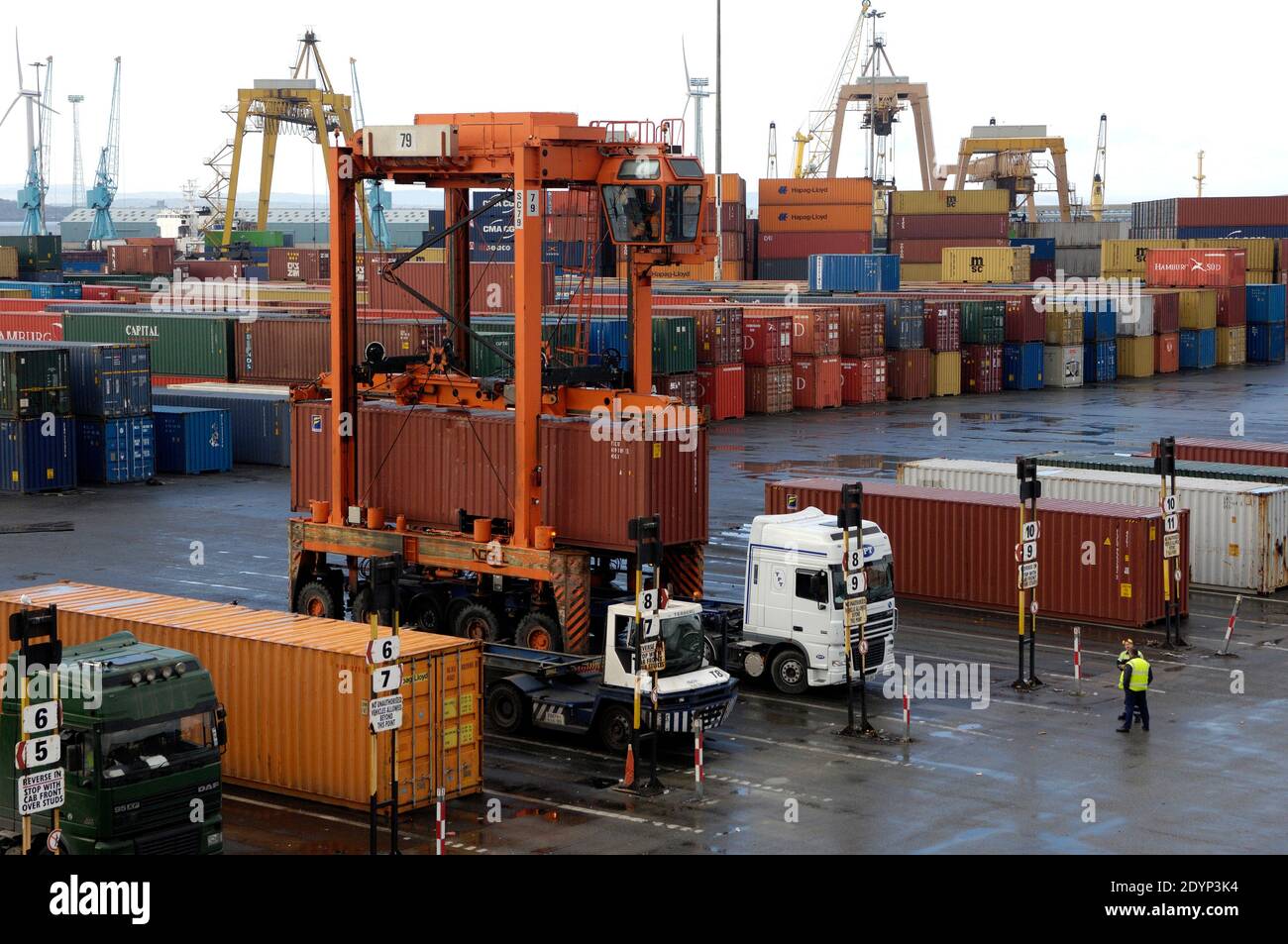 Container Lorries & Cargo Ships at Seaforth Dock, Port of Liverpool and ...