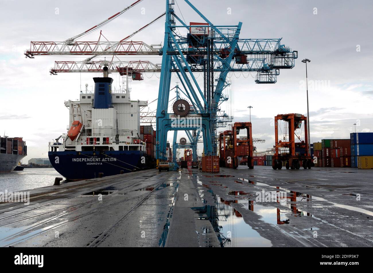 Container Lorries & Cargo Ships at Seaforth Dock, Port of Liverpool and ...