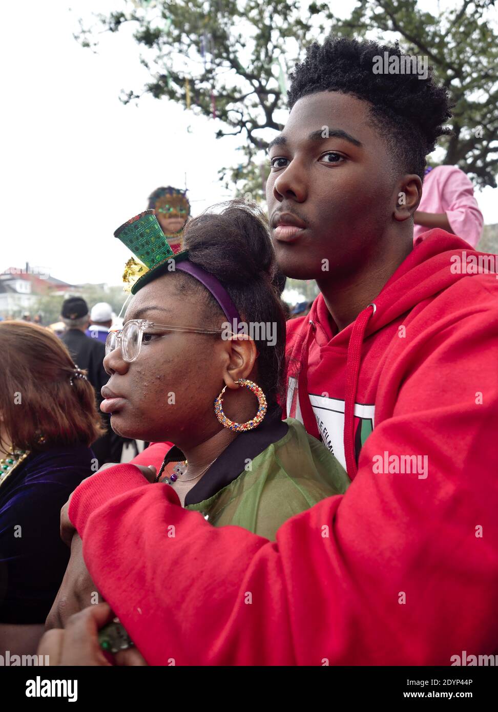 New Orleans, Louisiana, USA - February 25, 2020: People celebrate Mardi ...
