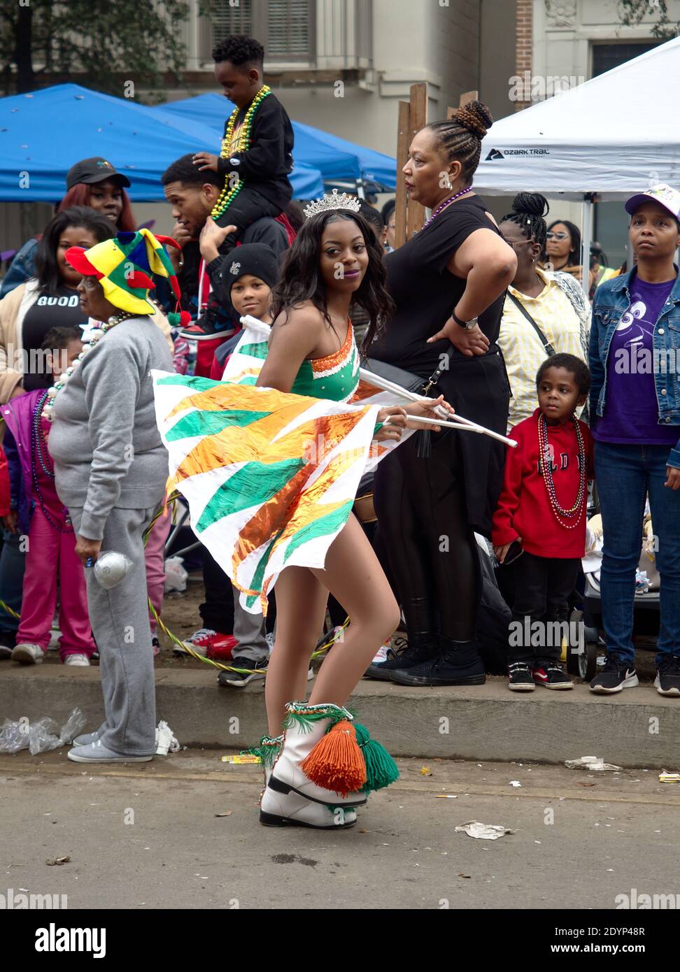 New Orleans, Louisiana, USA - February 25, 2020: People celebrate Mardi ...