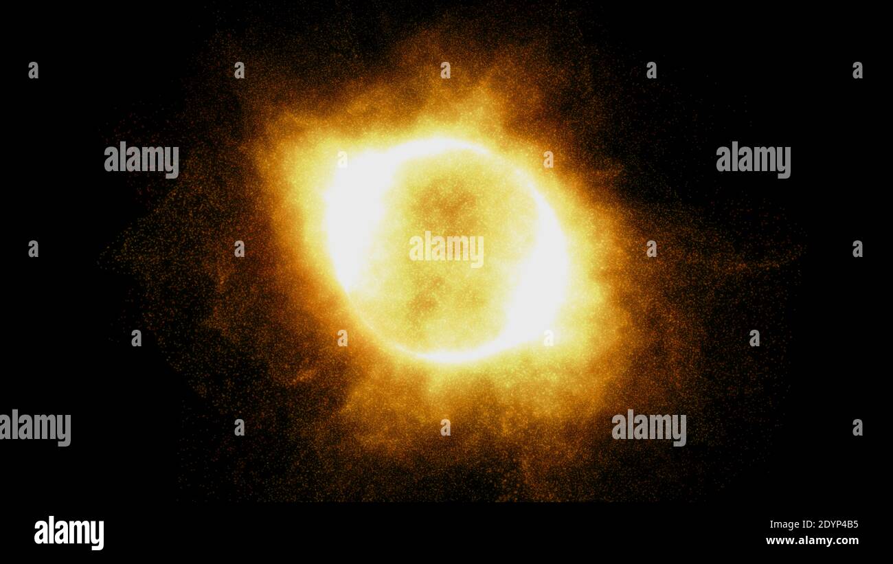 Abstract particles sun solar flare particles illustration 3d render ...