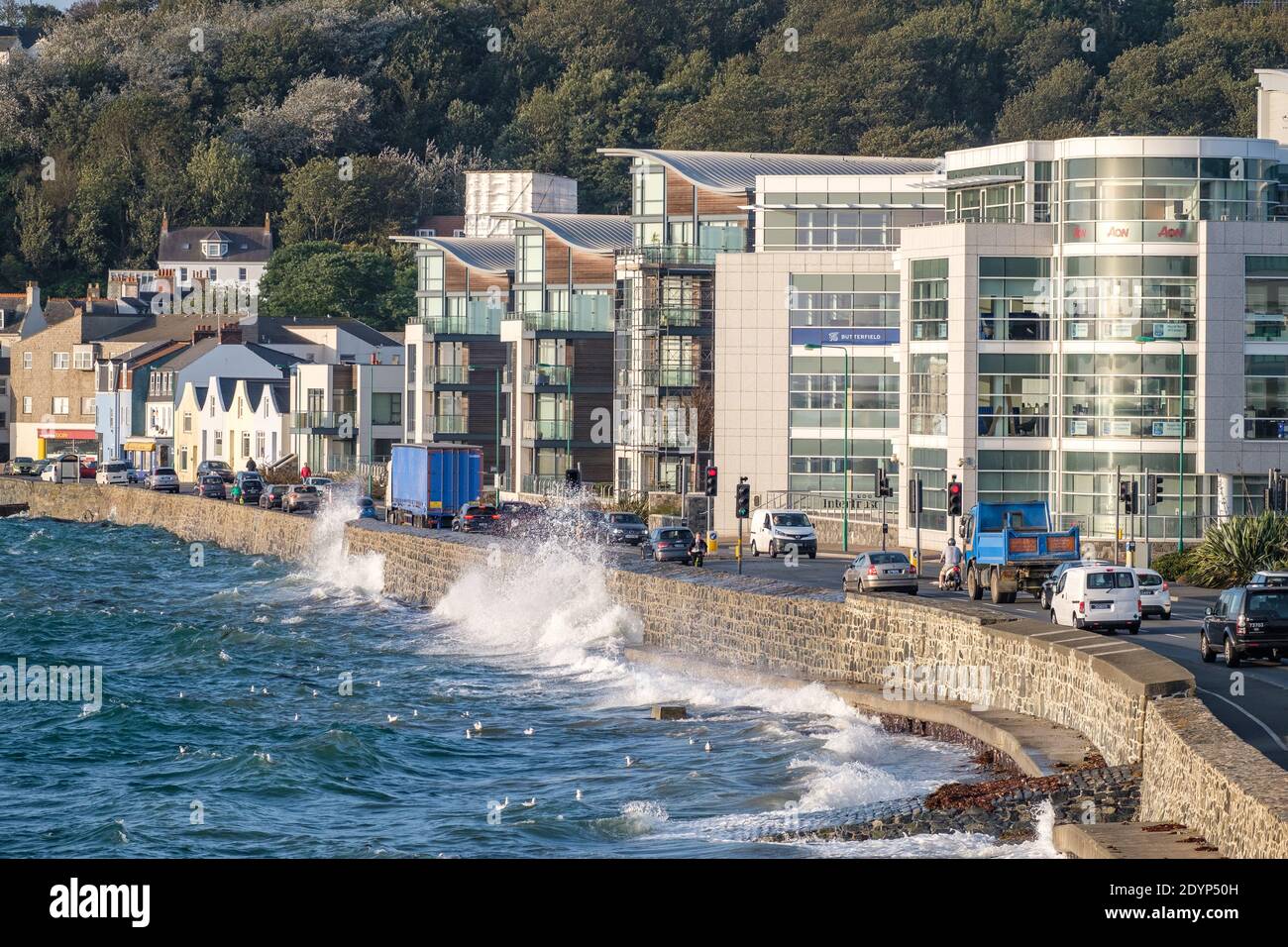 Waves wall guernsey hi-res stock photography and images - Alamy