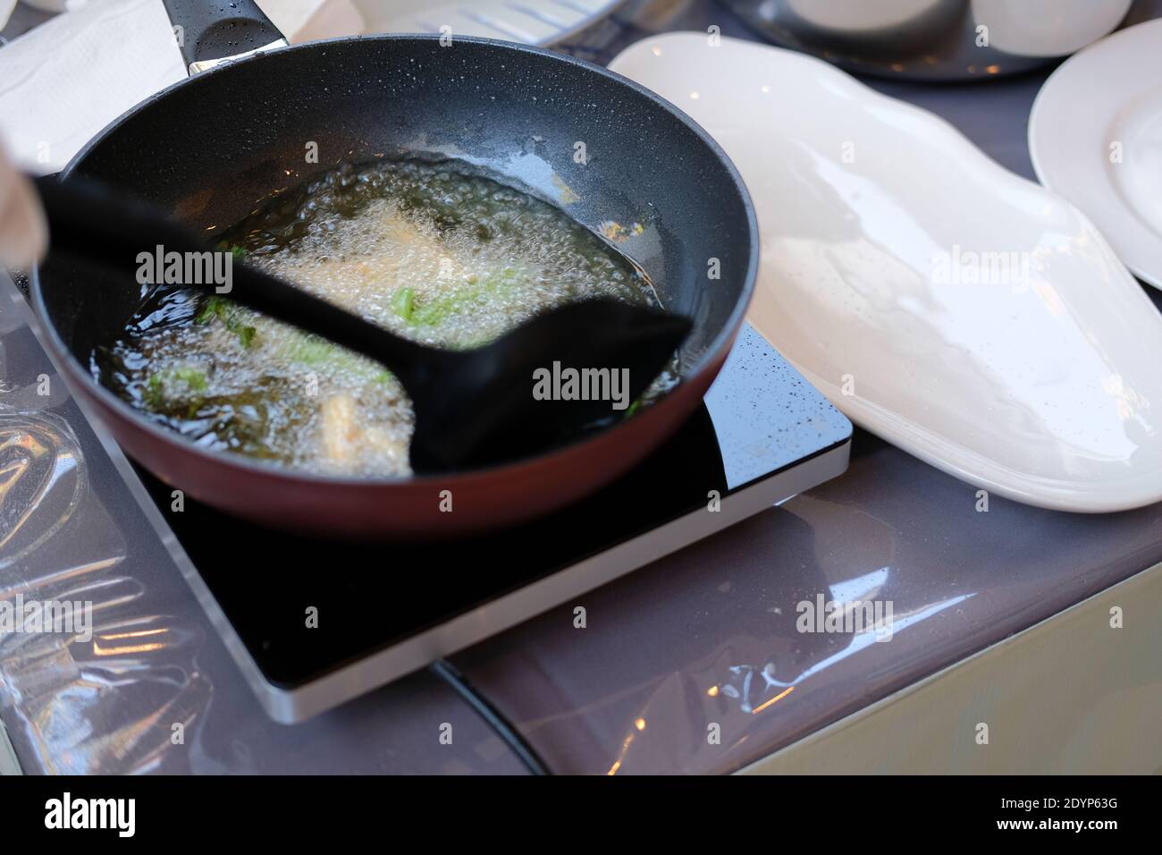 deep fried vegetable cooking in frying pan Stock Photo - Alamy