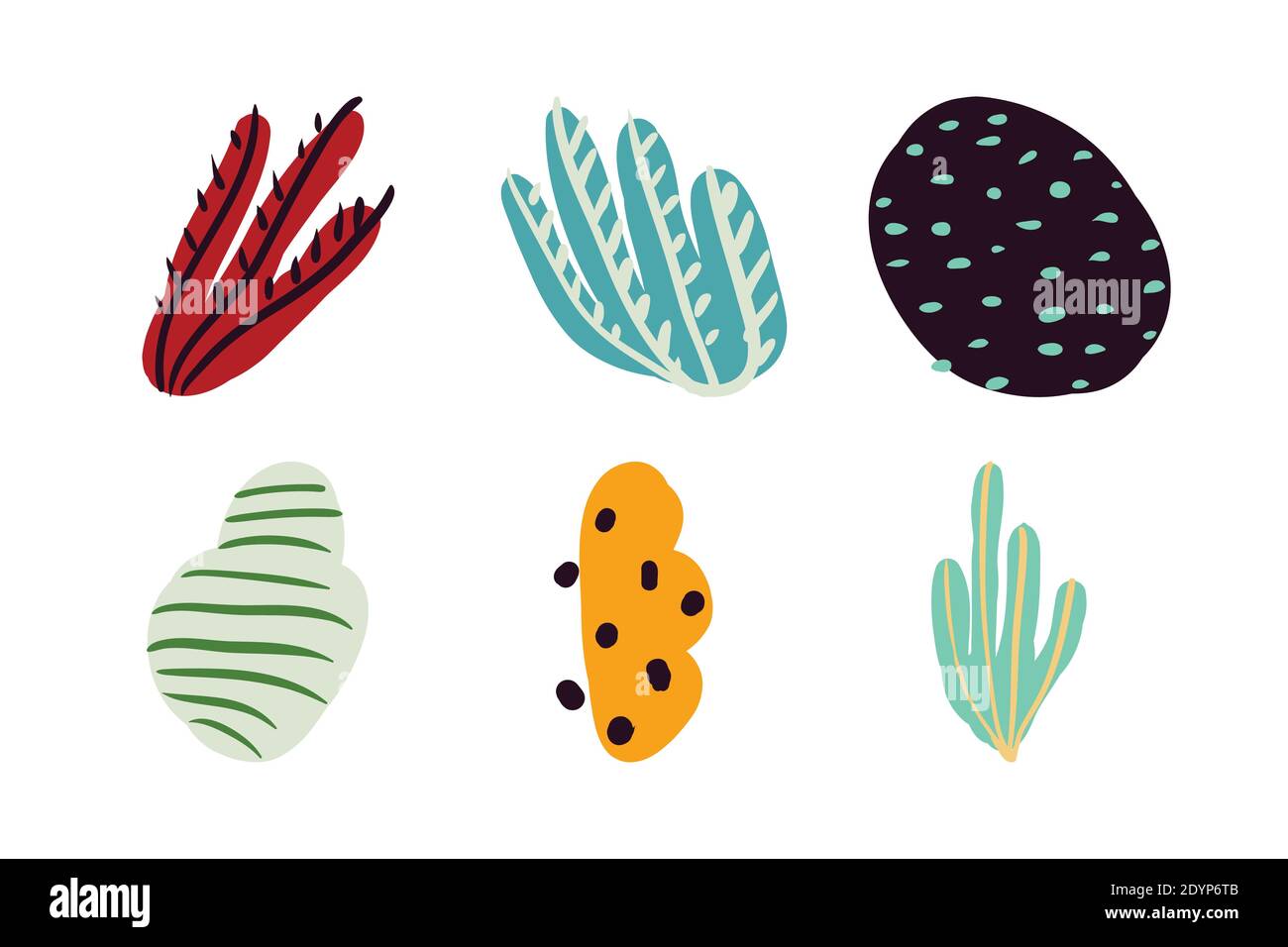 Set of colorful underwater design elements. Vector illustration Stock ...