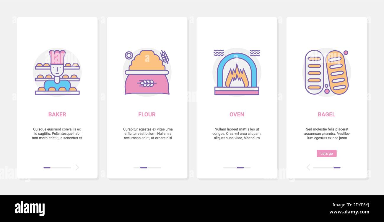 Bakery vector illustration. UX, UI onboarding mobile app page screen ...
