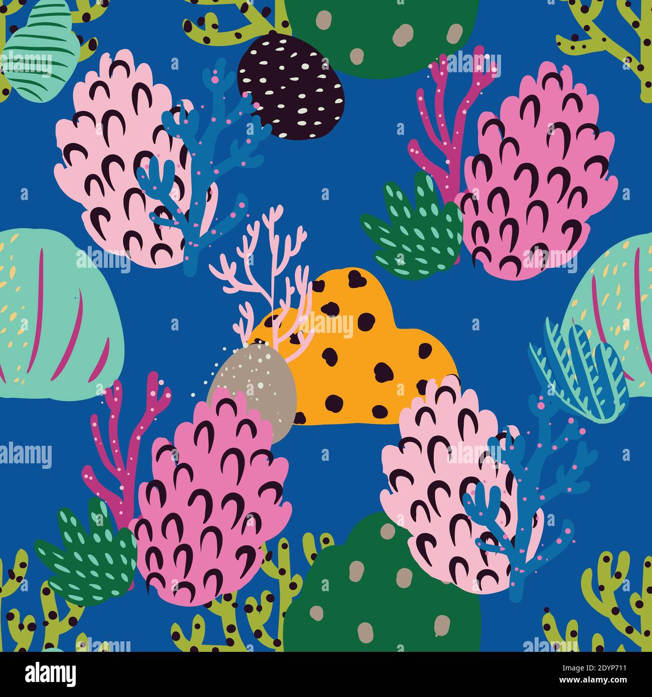 Bright underwater seamless pattern with beautiful corals Stock Vector ...