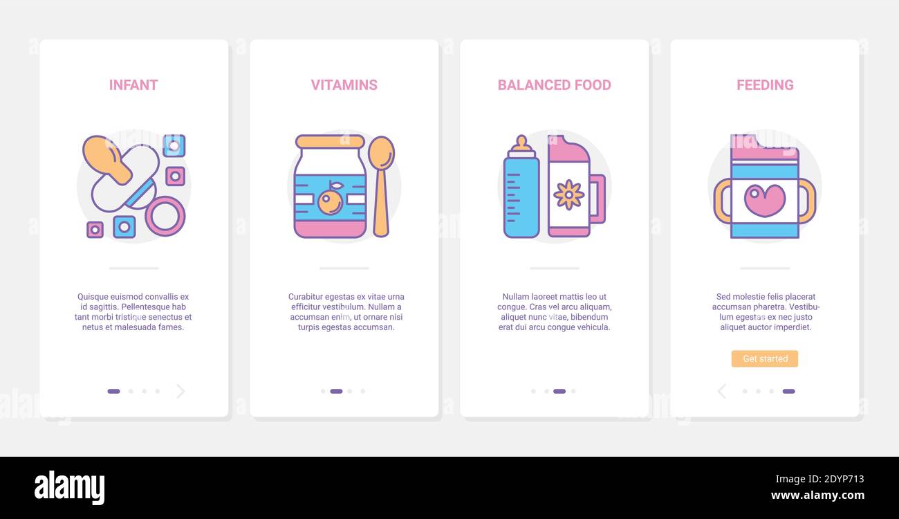 Feeding baby vector illustration. UX, UI onboarding mobile app page ...