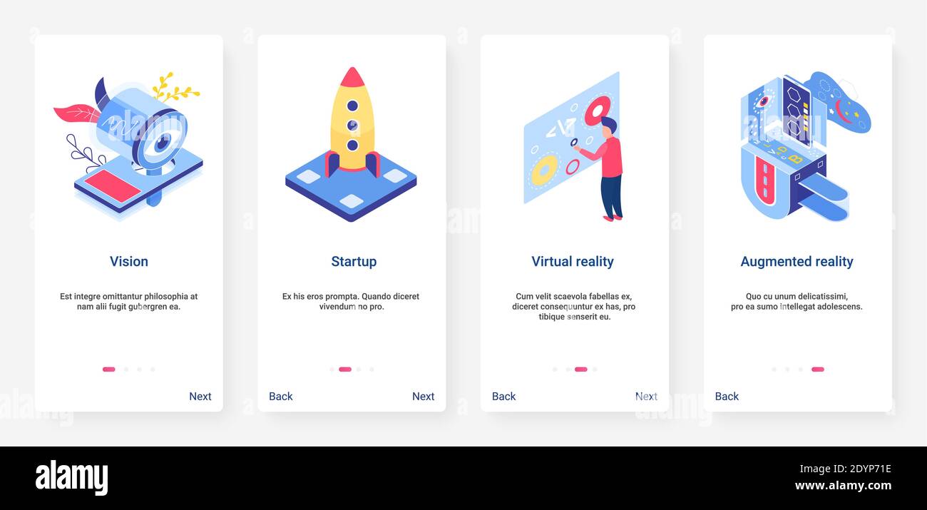 Isometric business startup technology vector illustration. UX, UI onboarding mobile app page ...