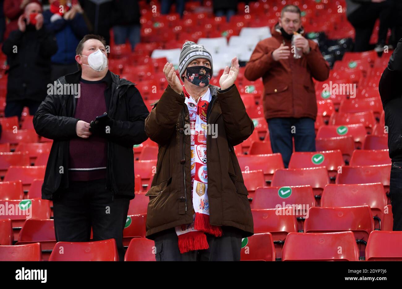 Liverpool fans in the stands before the Premier League match at Anfield ...