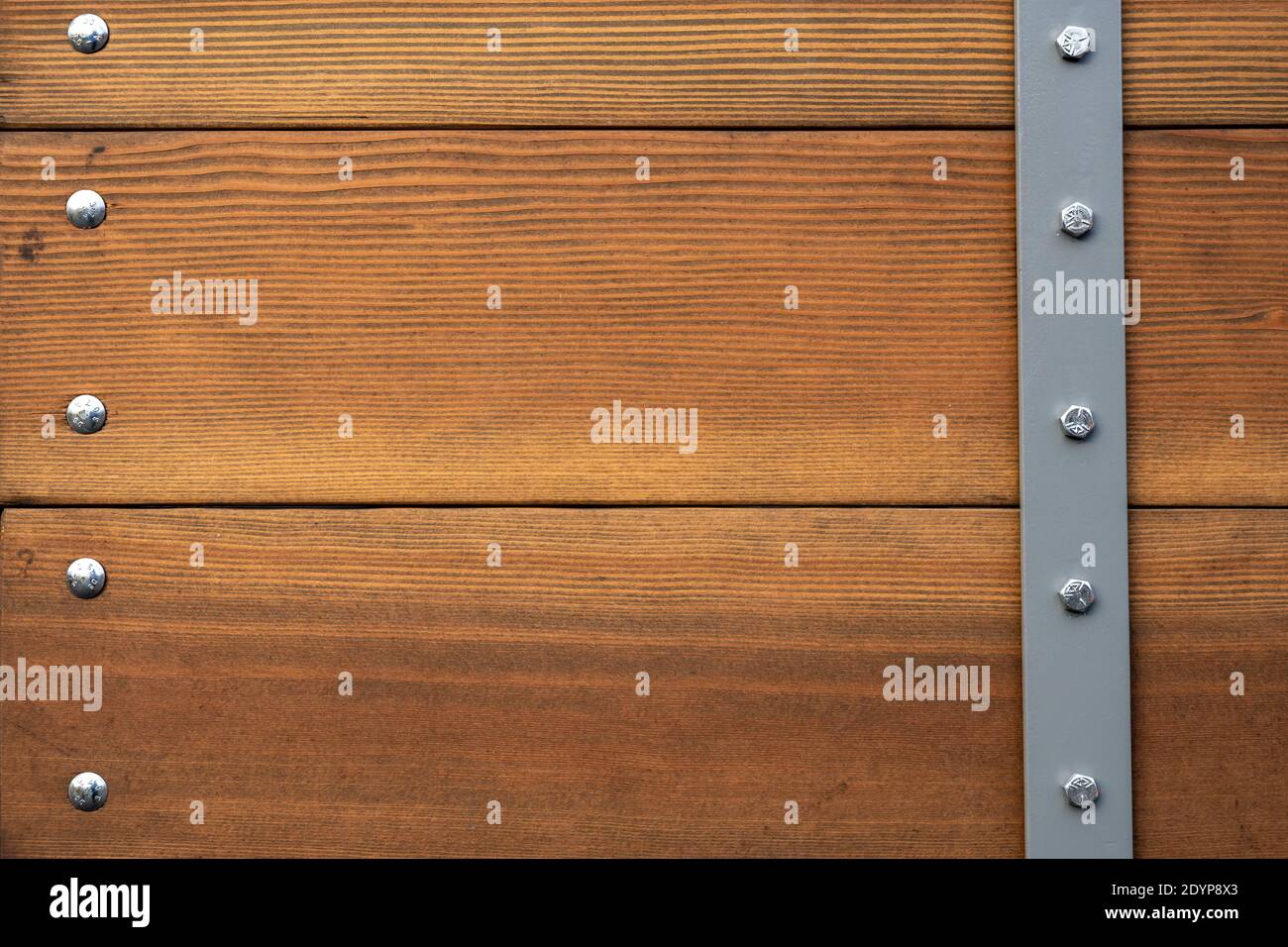 Wood Wtih Metal Bolts Background combined rustic and modern looks Stock ...