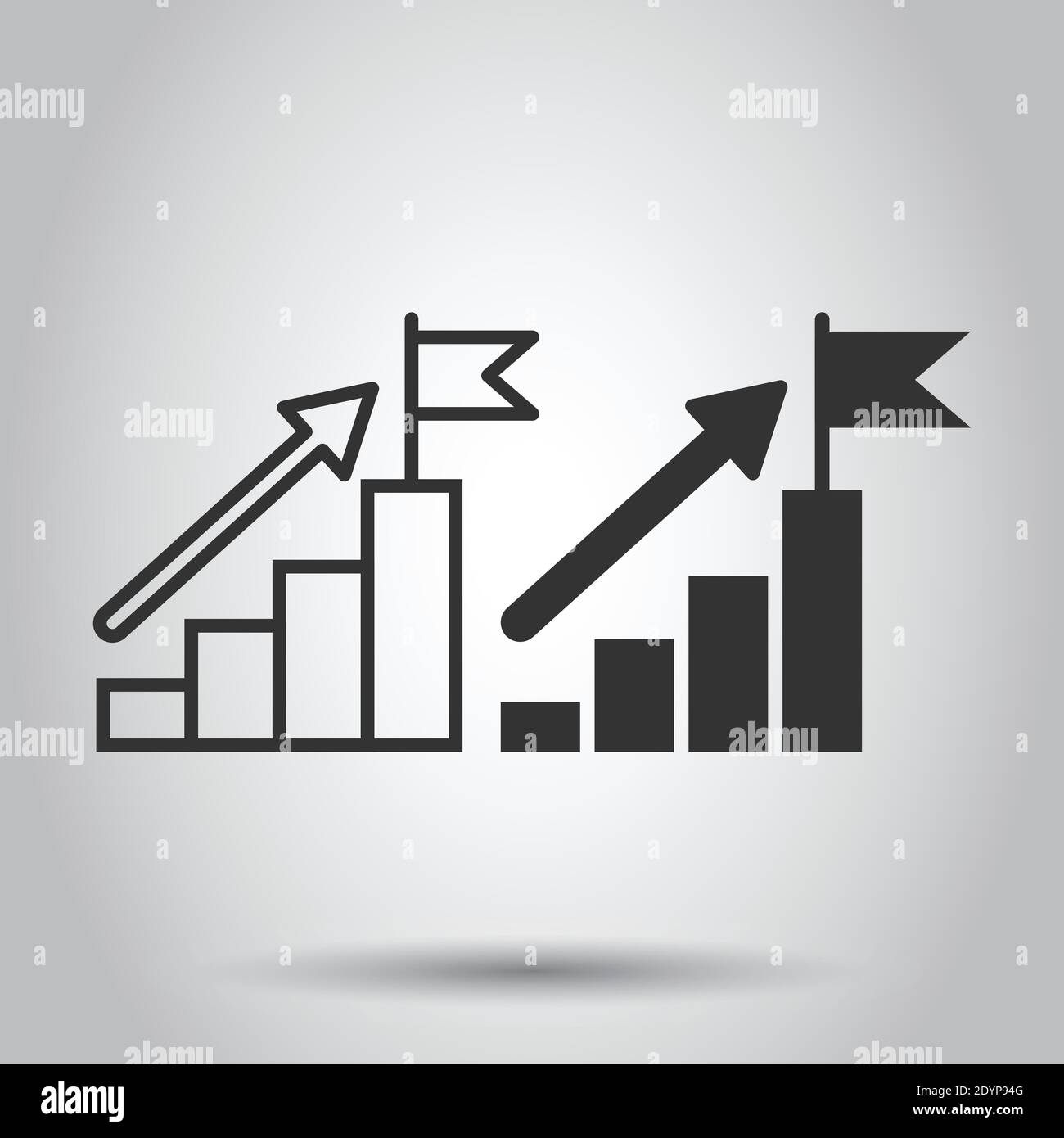 Stair with finish flag icon in flat style. Leadership challenge vector ...