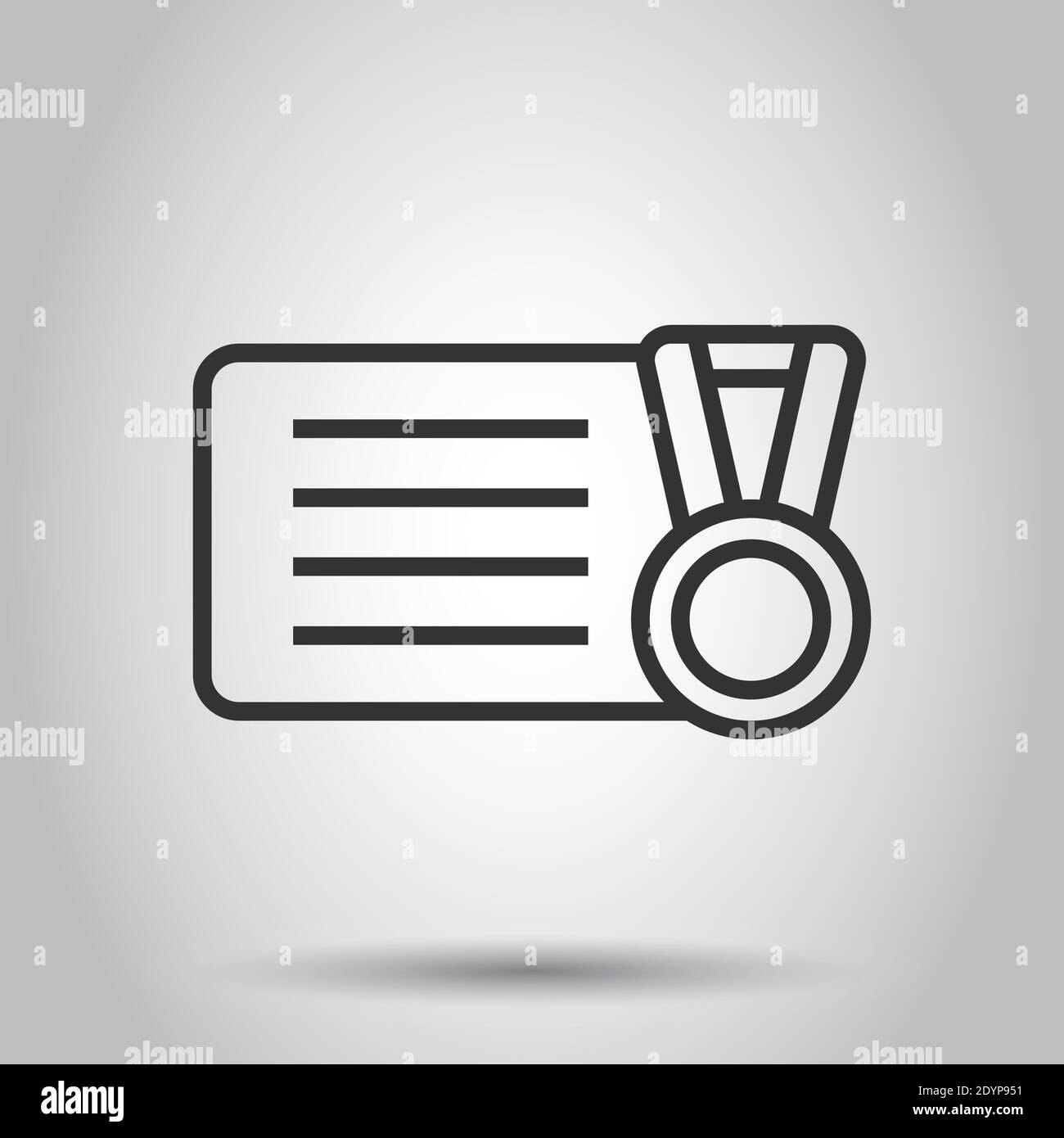 Vip card with medal icon in flat style. Document award trophy vector ...