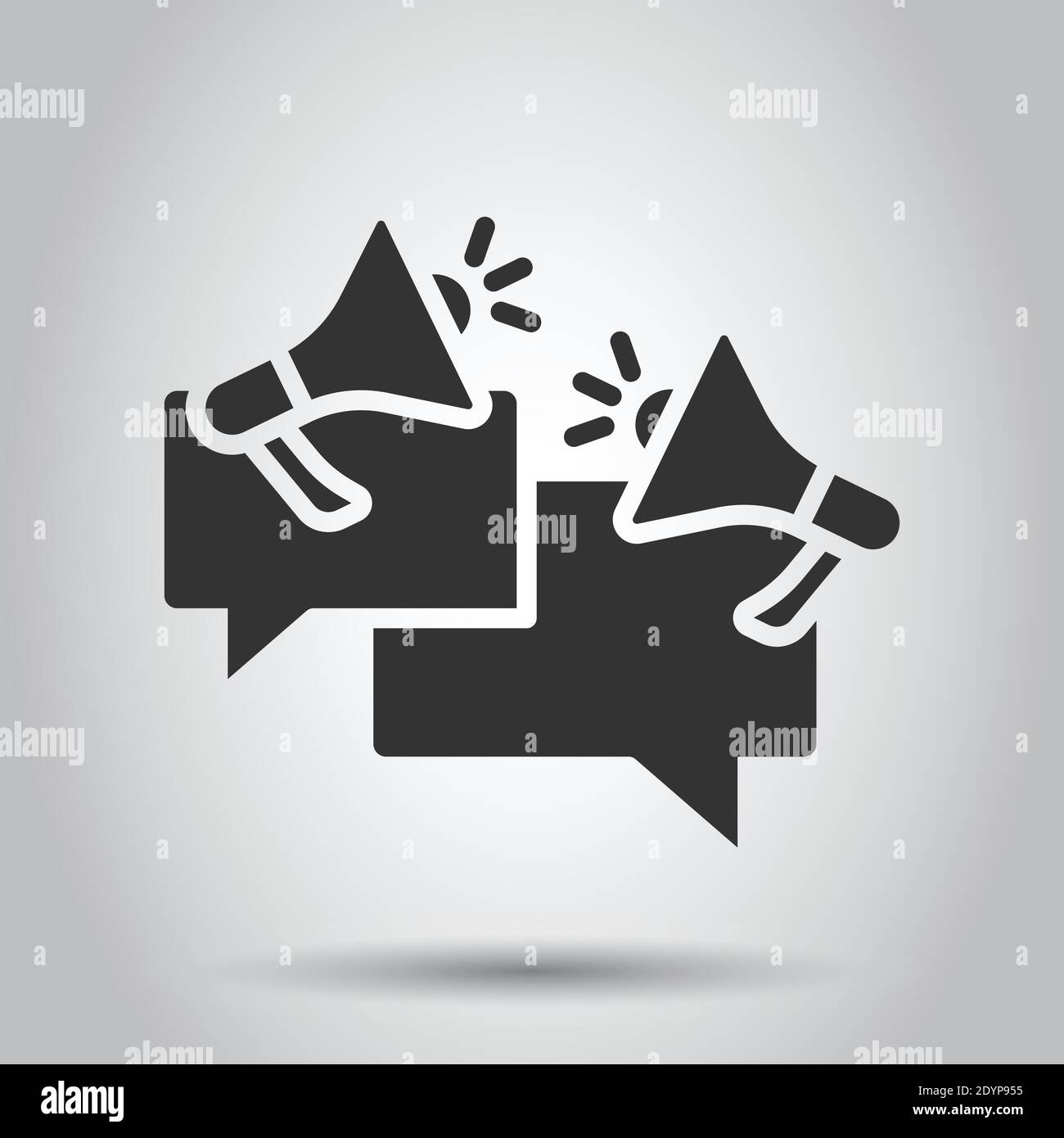 Speech bubble with megaphone icon in flat style. Dialogue box vector ...