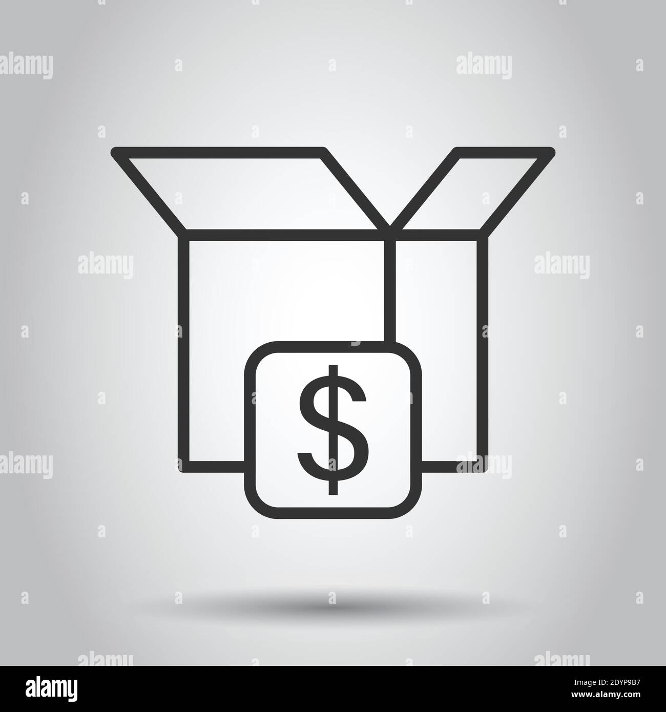 Shipping box with dollar icon in flat style. Container vector ...