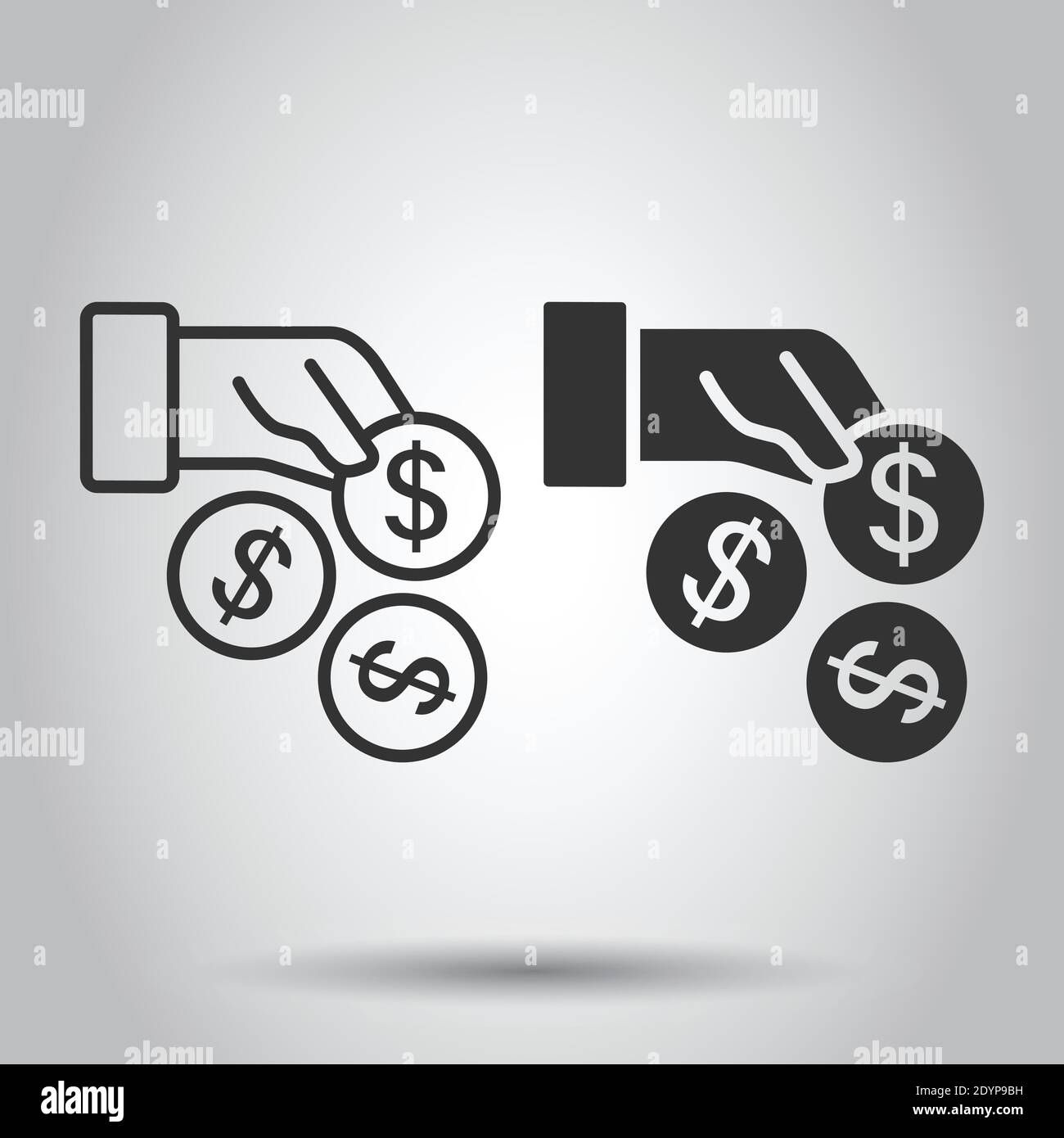 Remuneration icon in flat style. Money in hand vector illustration on ...