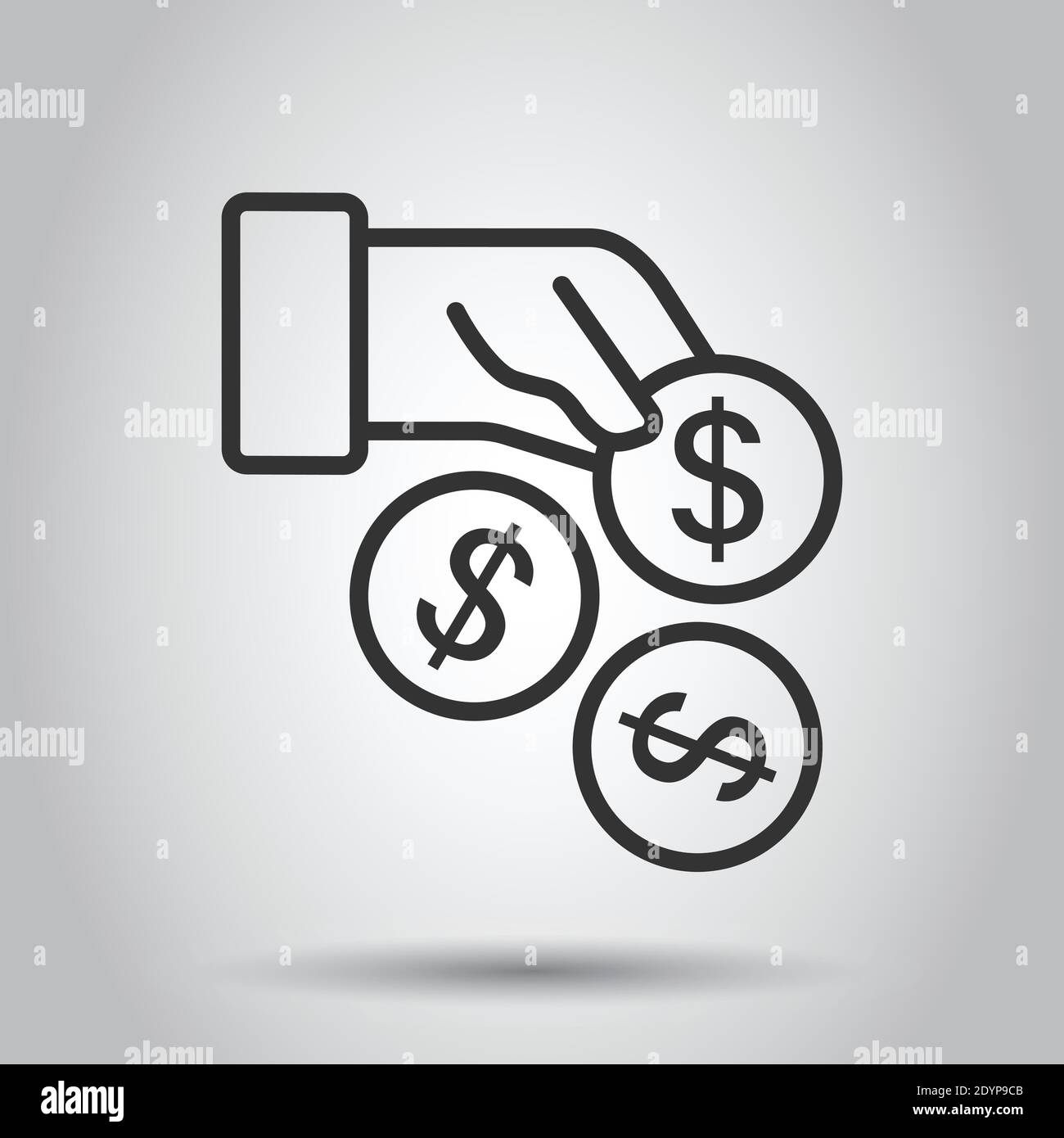 Remuneration icon in flat style. Money in hand vector illustration on ...