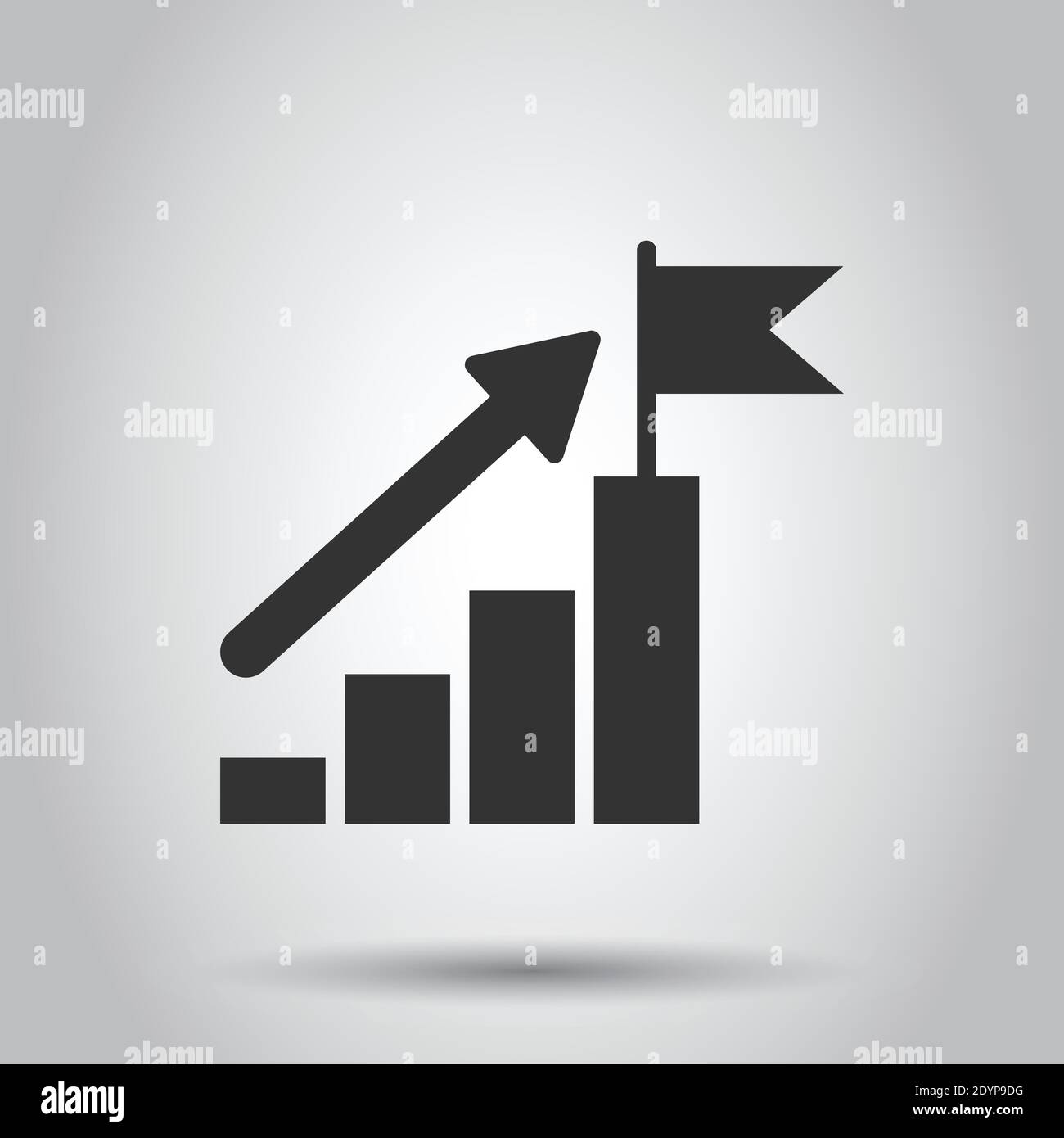 Stair with finish flag icon in flat style. Leadership challenge vector ...