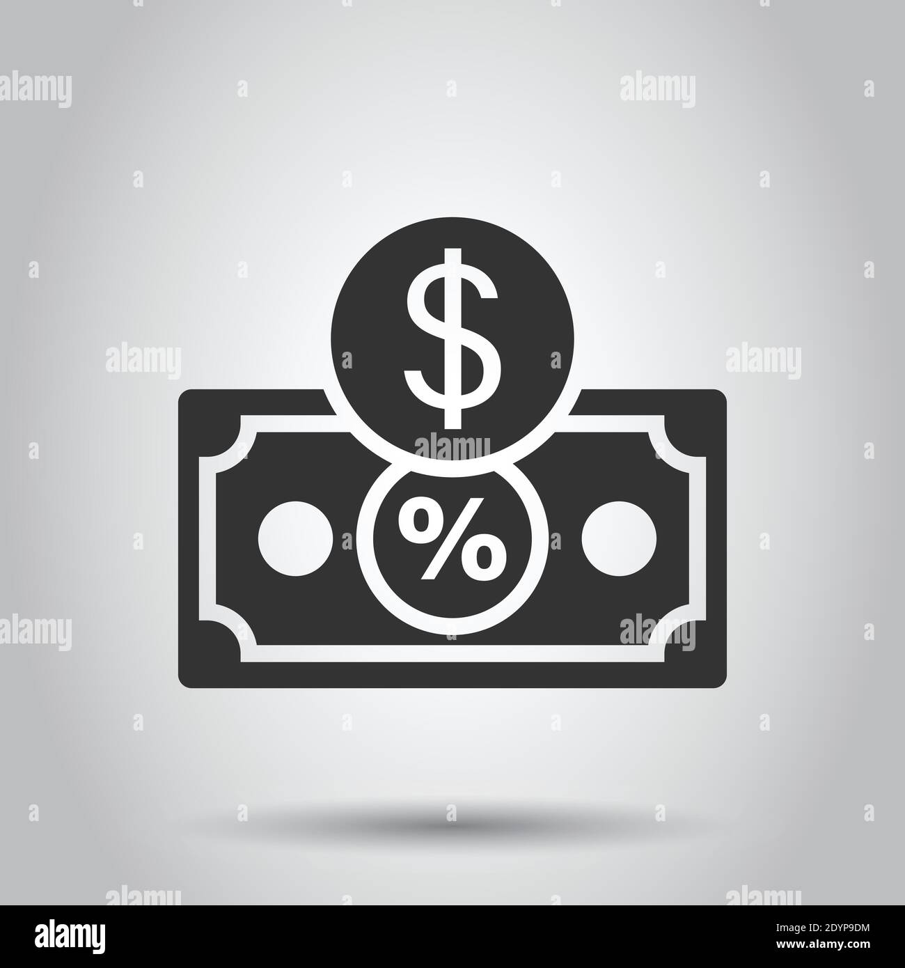 Dollar currency banknote icon in flat style. Dollar cash discount ...
