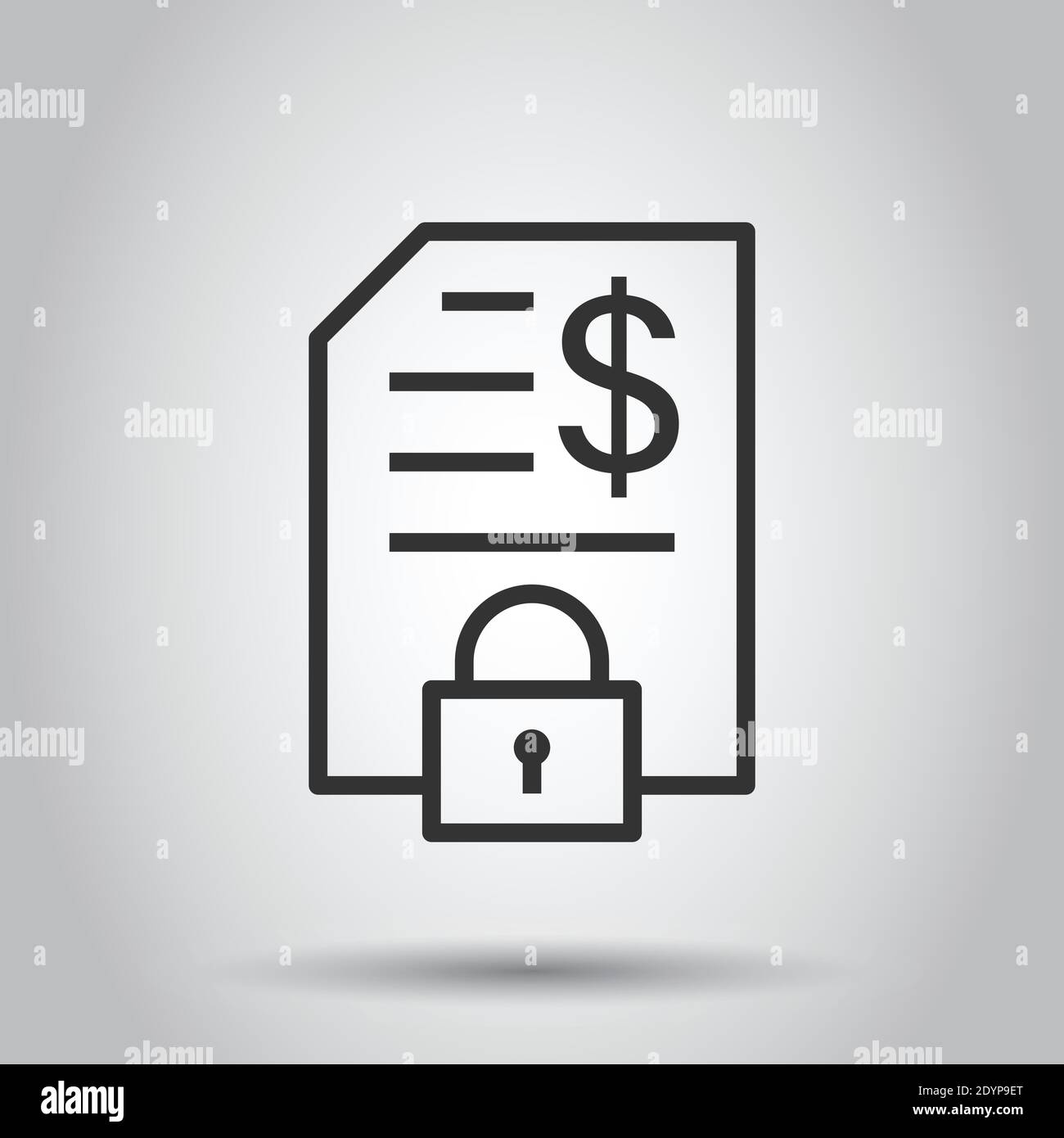 Financial statement icon in flat style. Document with lock vector ...