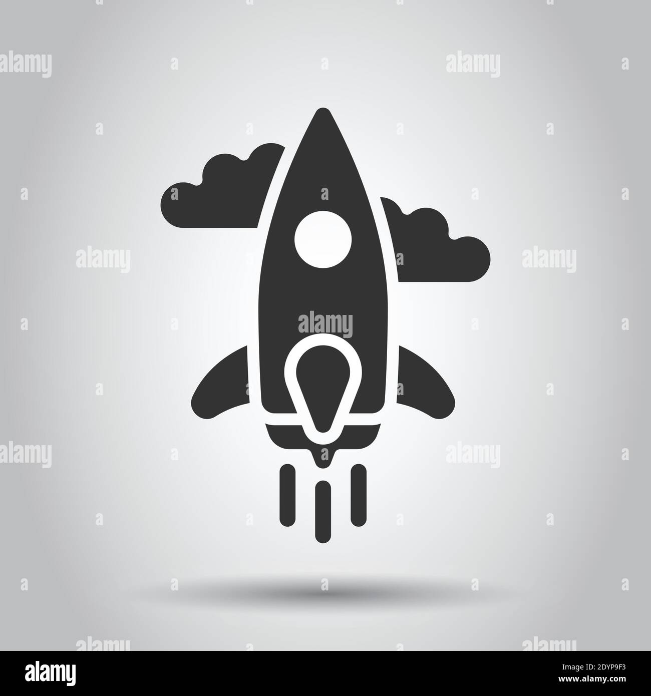 Rocket icon in flat style. Spaceship launch vector illustration on ...