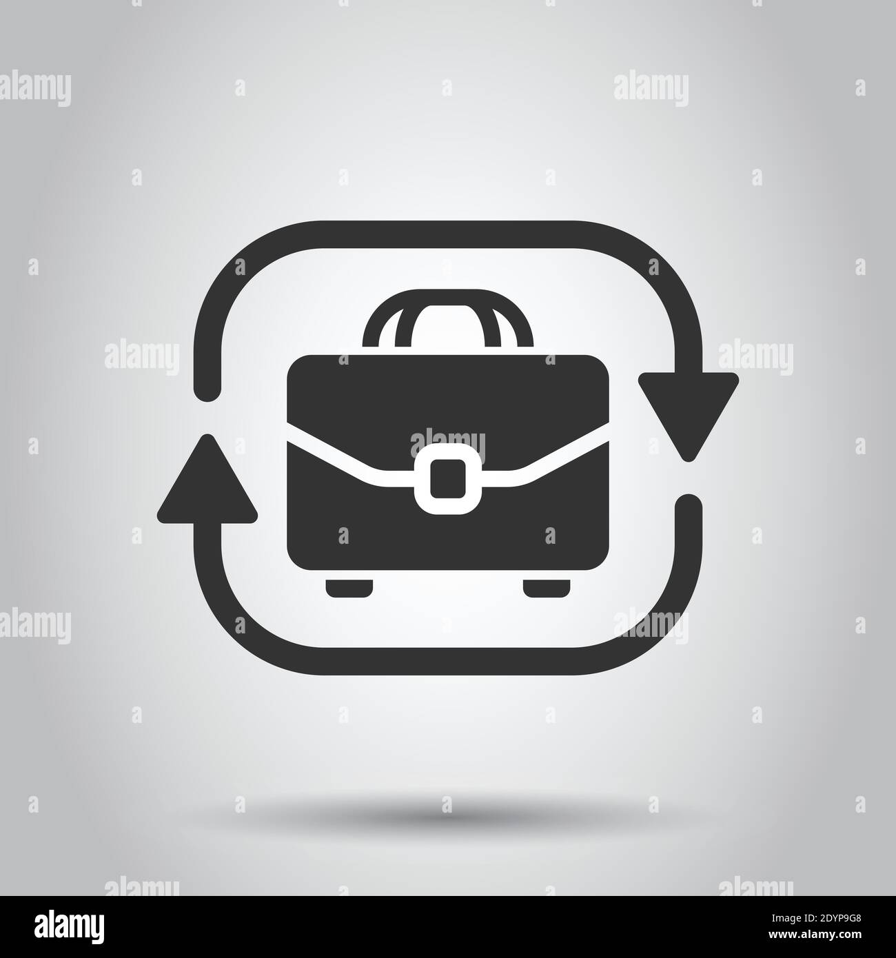 Briefcase with arrow icon in flat style. Businessman bag vector ...
