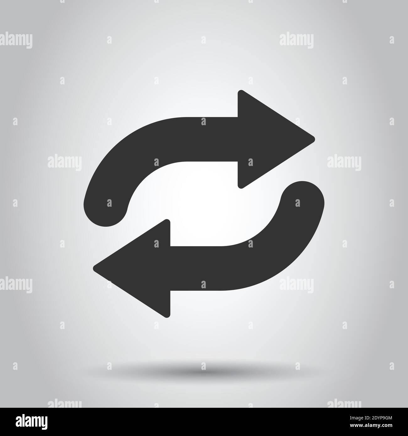 Arrow rotation icon in flat style. Sync action vector illustration on ...