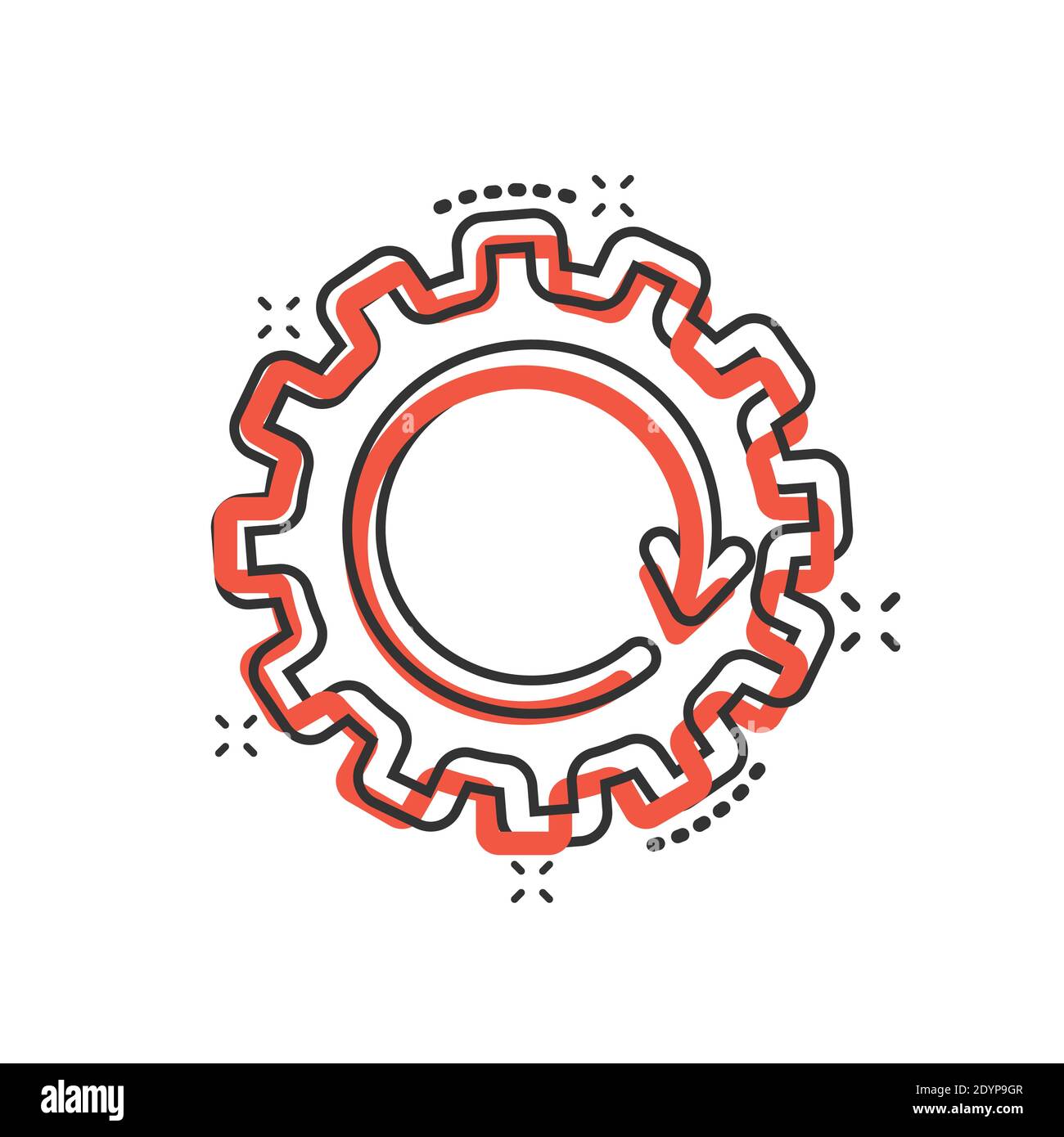 Recovery gear icon in comic style. Repeat cartoon vector illustration ...