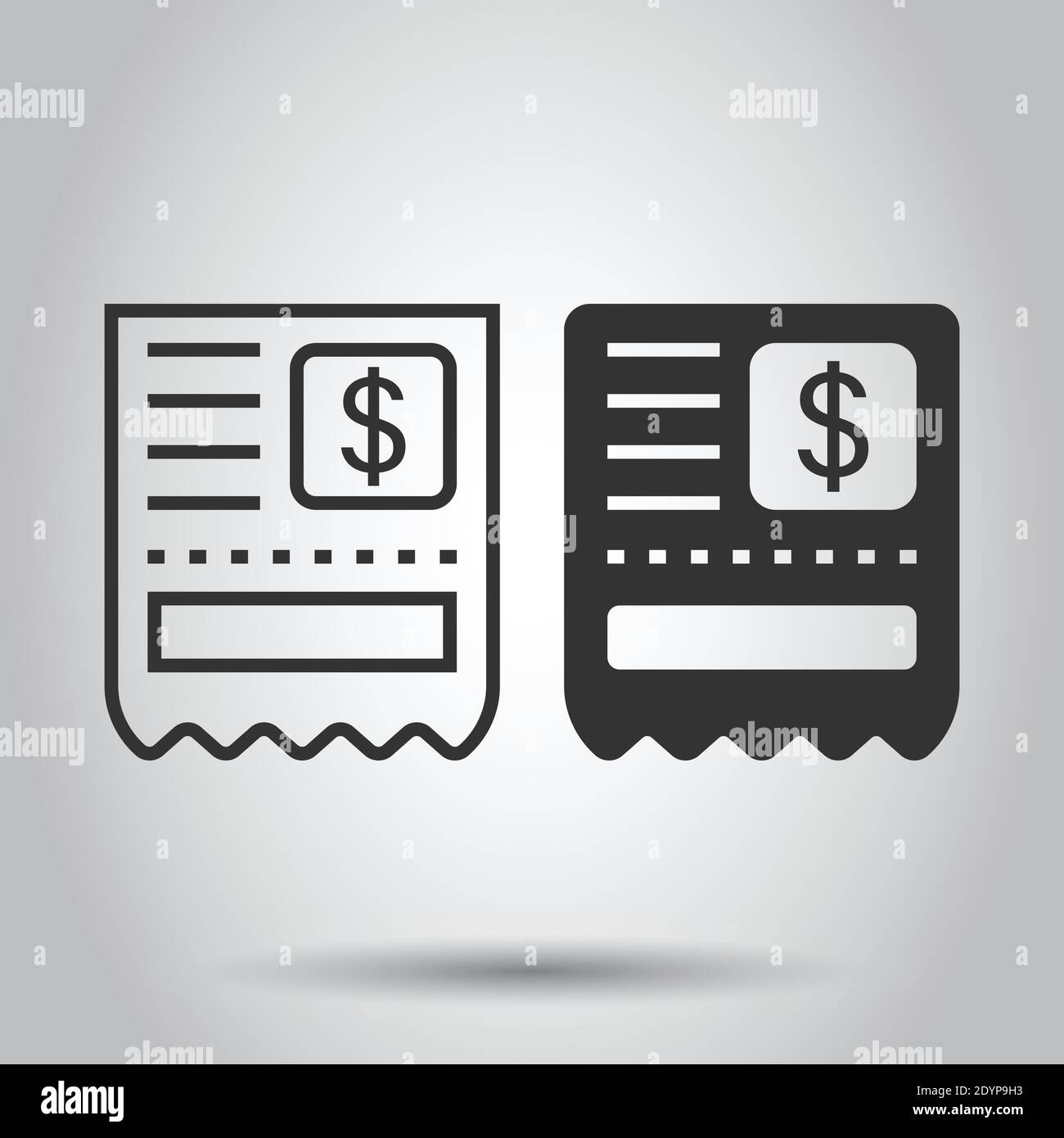 Money check icon in flat style. Checkbook vector illustration on white ...
