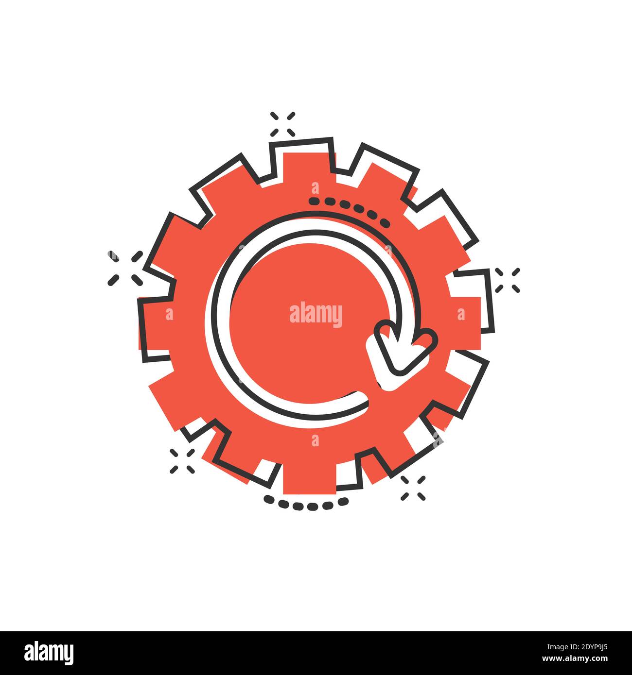 Recovery gear icon in comic style. Repeat cartoon vector illustration ...